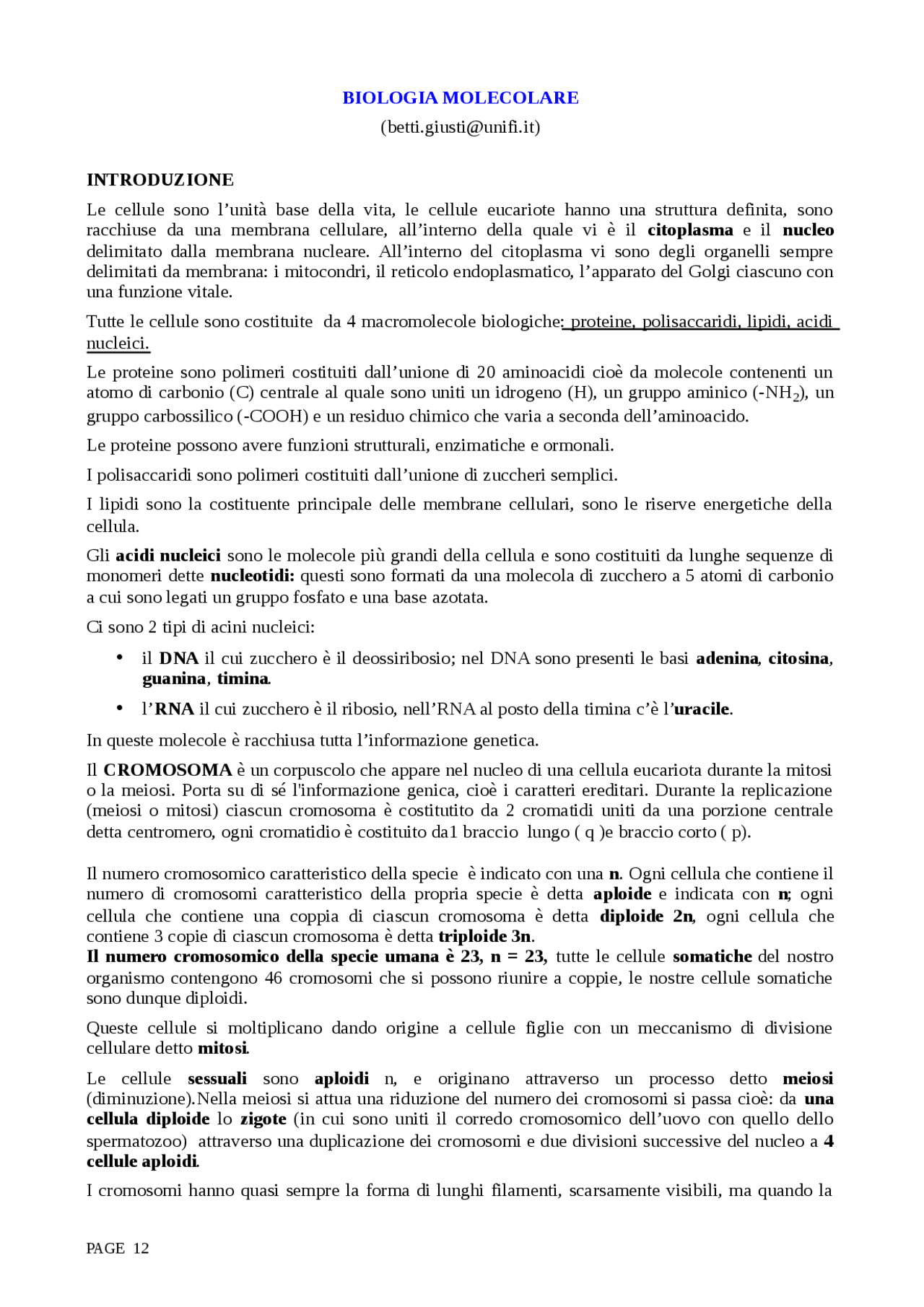 Dispense Di Biologia Molecolare Docsity