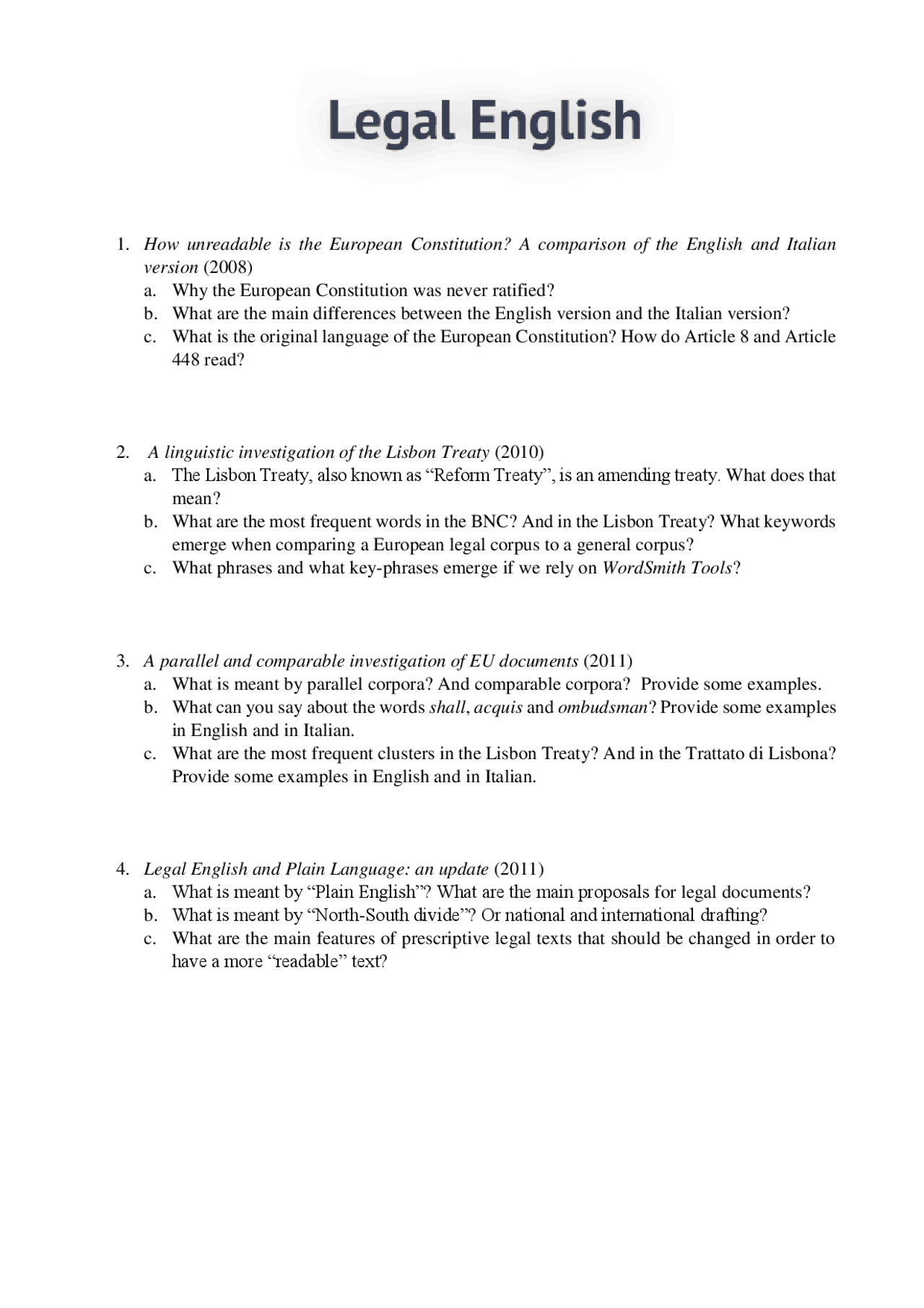 Legal English - Colligation and Collocation - Docsity
