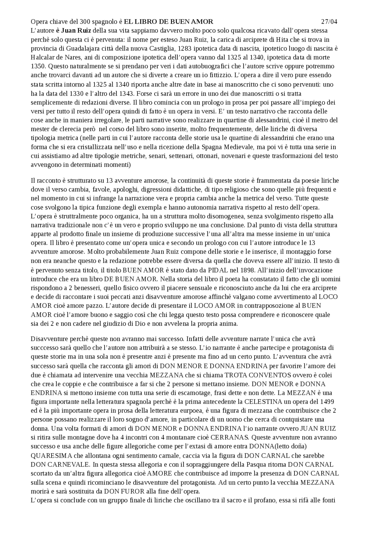 Letteratura Spagnola Docsity