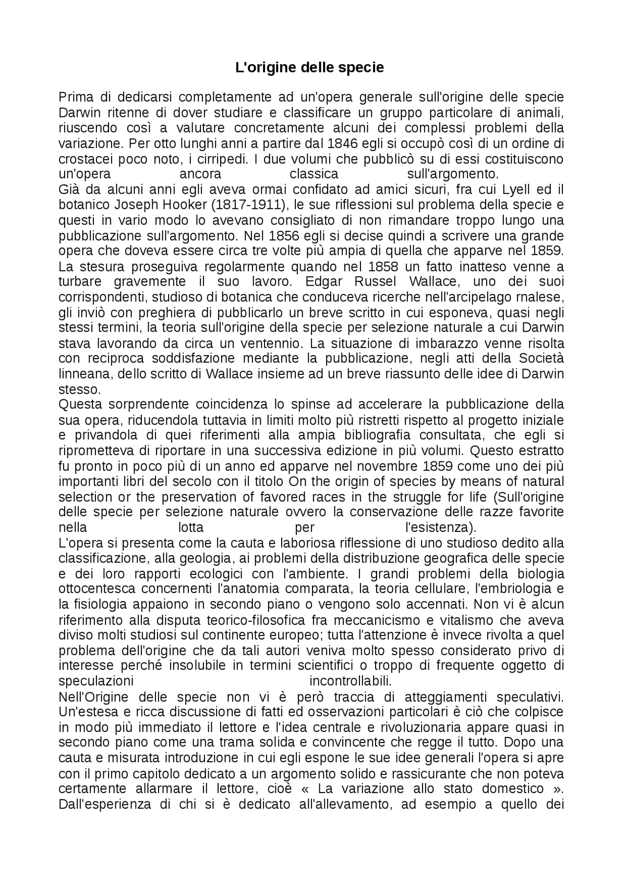Evoluzione Della Specie Docsity