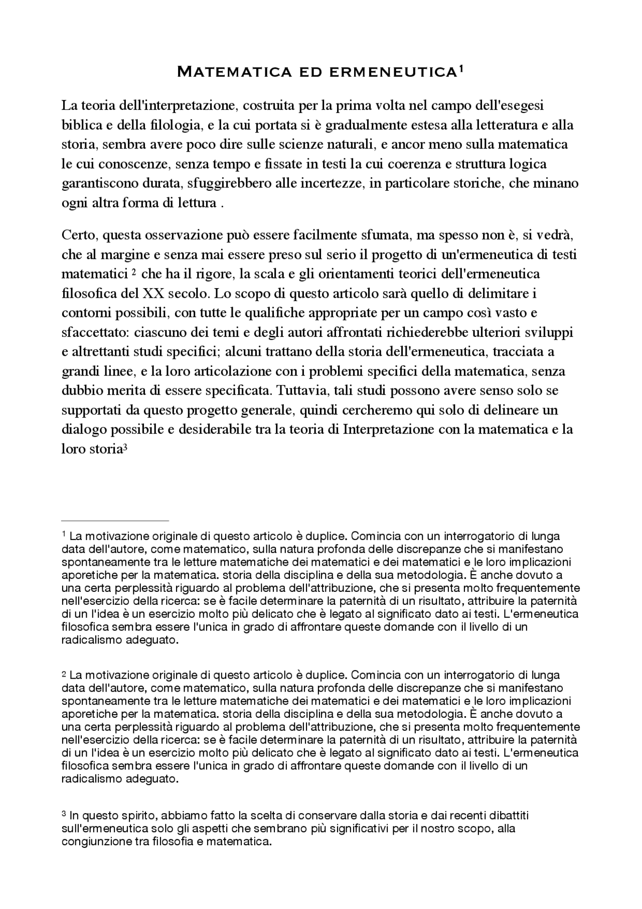 Matematica Ed Ermeneutica Traduzioni Di Epistemologia Docsity