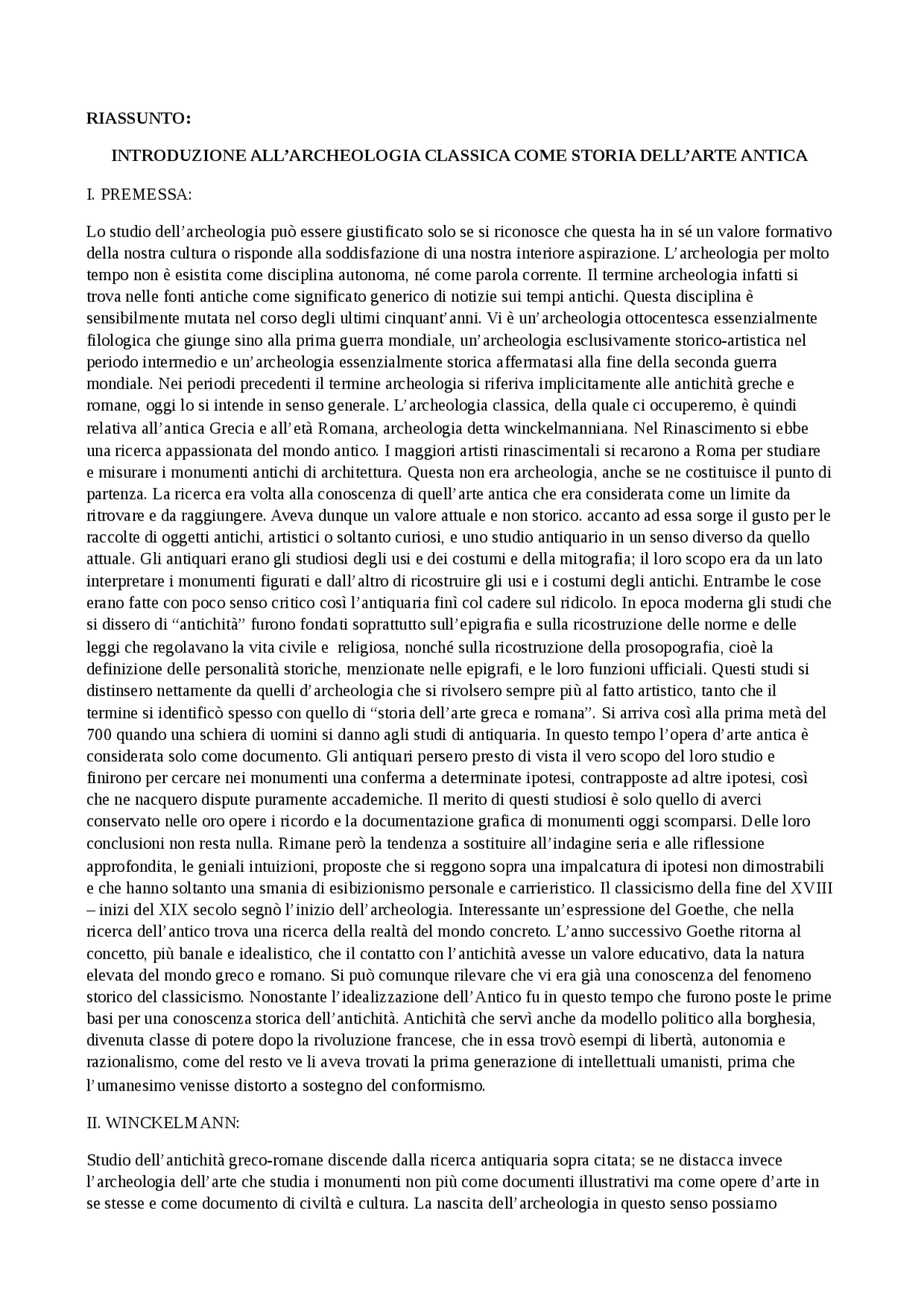 Riassunto Del Manuale Introduzione Allarcheologia Di Bianchi