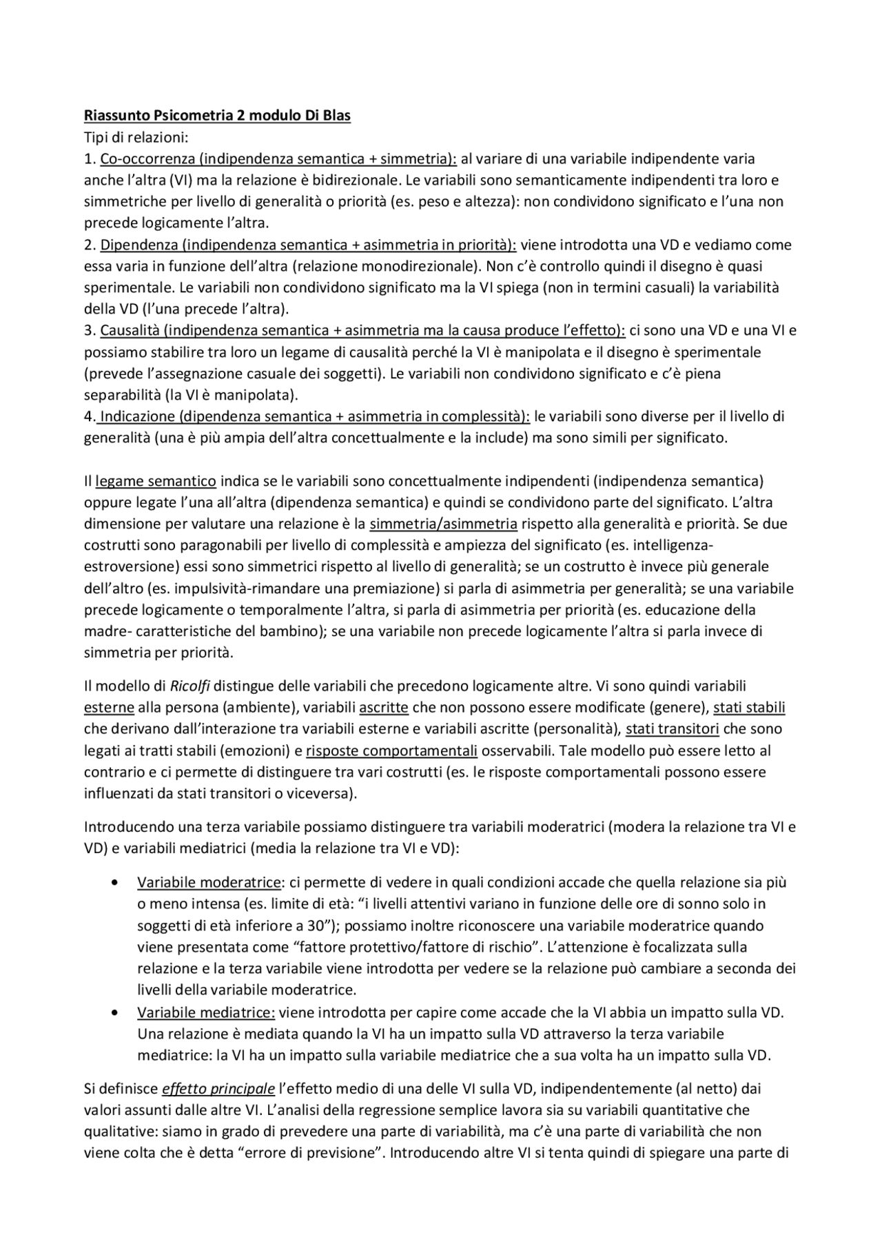 Appunti Psicometria Modulo Di Blas Docsity