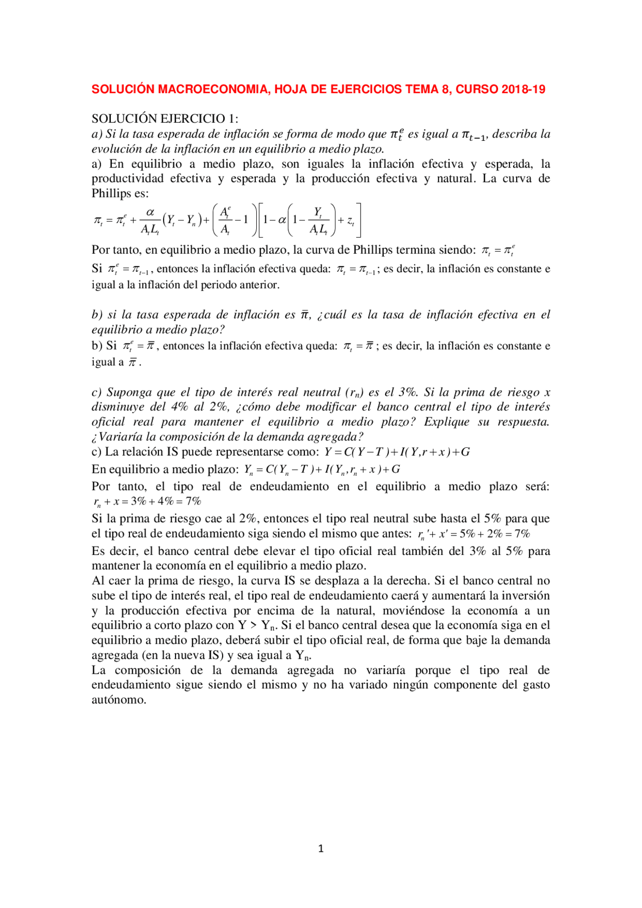 Macroeconomía Ejercicios Ejercicios De Macroeconomía Docsity