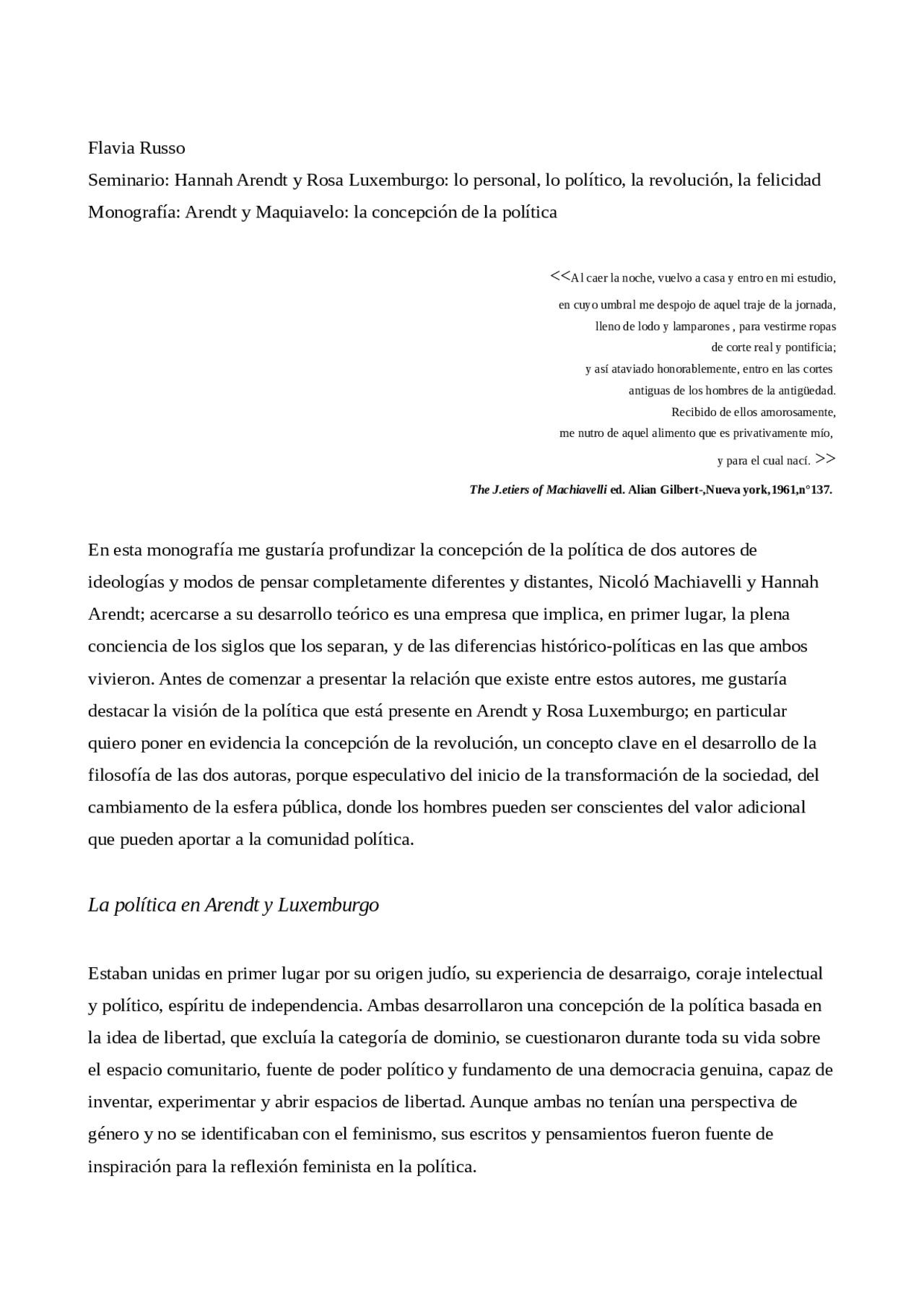 Arendt E Machiavelli Docsity