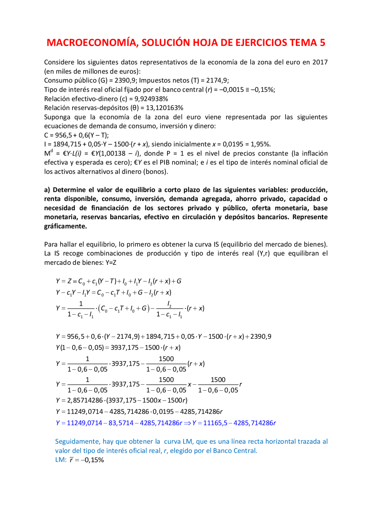 Macroeconomia Ejercicios Docsity