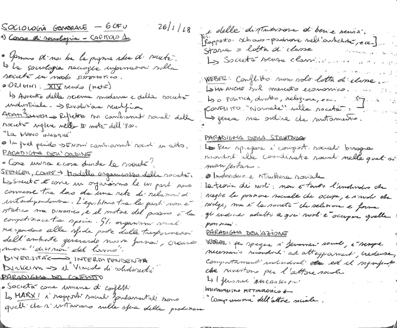 Riassunto Sociologia Generale Docsity