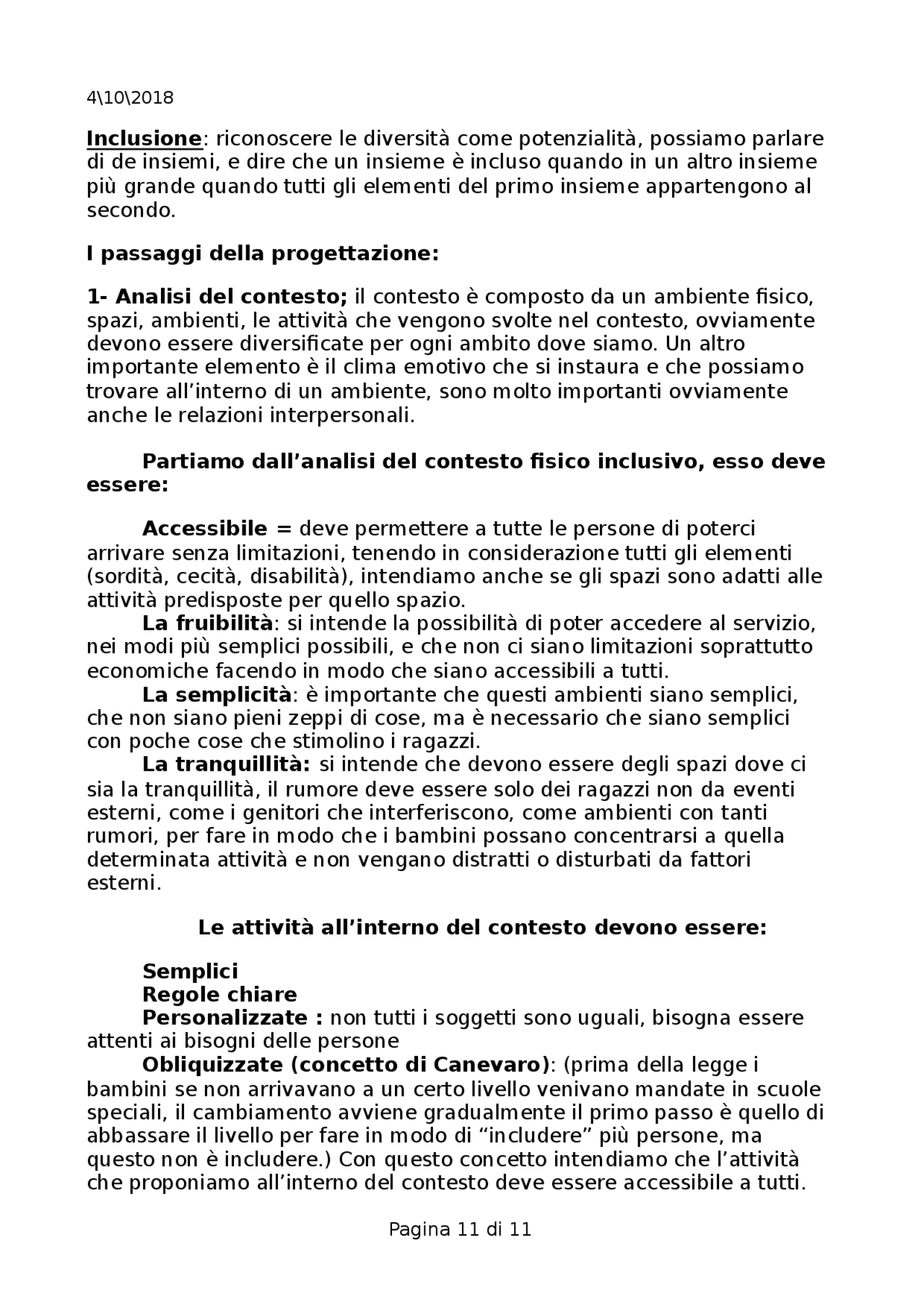 Appunti Di Progettazione Delle Attività Educative Integrate Docsity