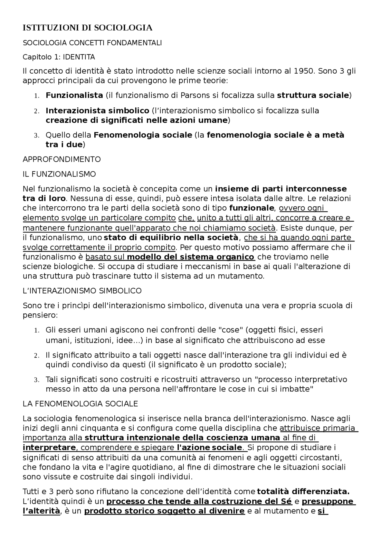 Sociologia Concetti Fondamentali M Ciampi Docsity