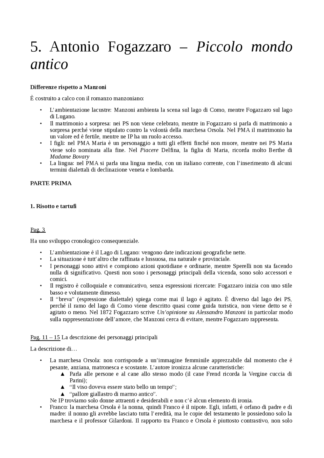 Riassunti Del Piccolo Mondo Antico Docsity