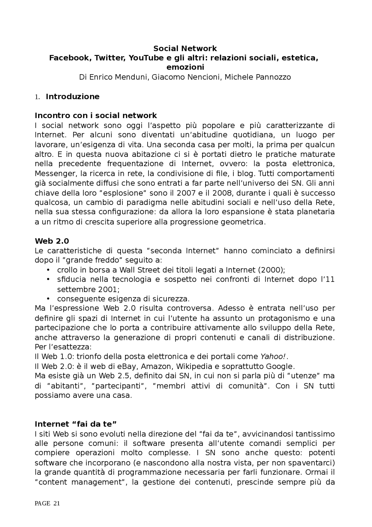 Enrico Menduni Social Networkfacebook Twitter Youtube E Gli Altri