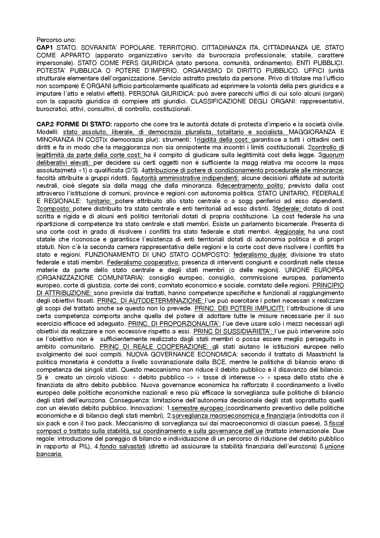 Riassunto Percorso Diritto Pubblico Docsity