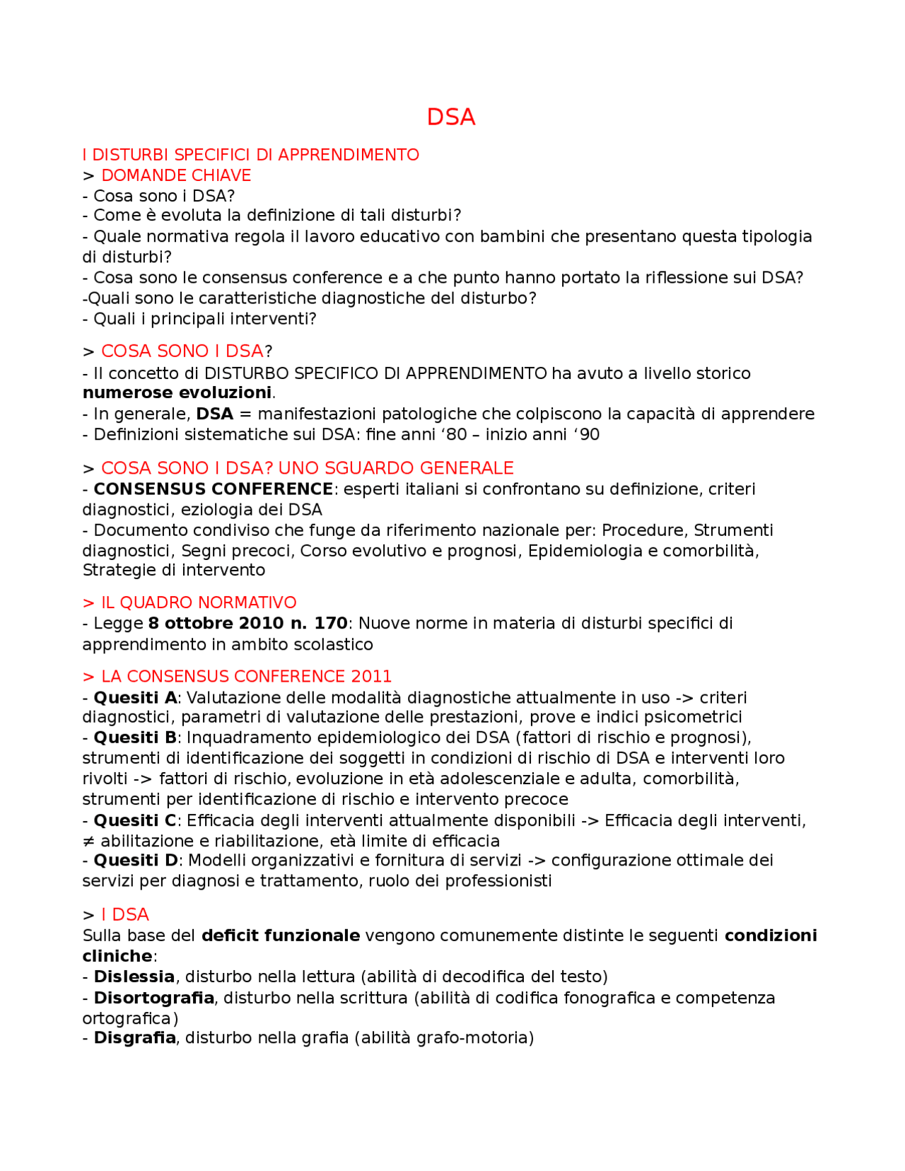 Disturbi Specifici Apprendimento Appunti Docsity