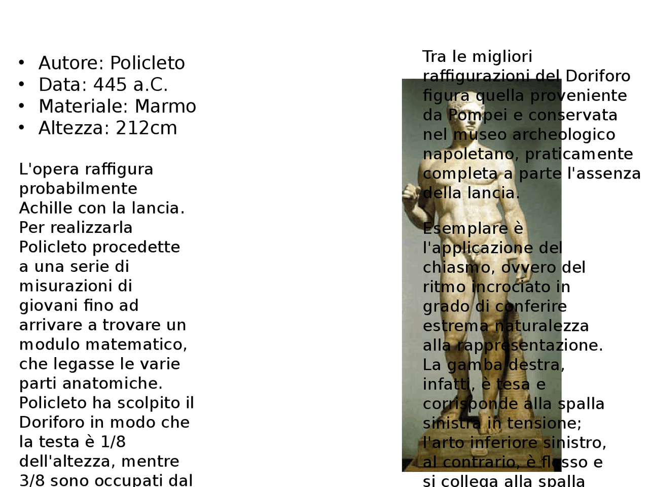 Doriforo e Diadumeno: descrizione artistica | Dispense di Elementi di ...
