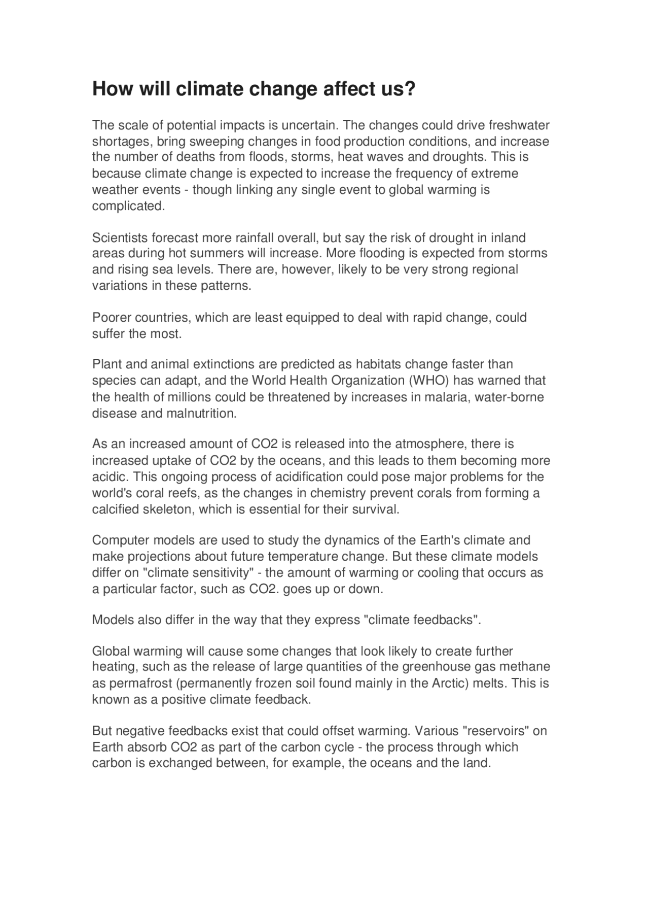 VOCABULARIO CAMBIO CLIMATICO INGLÉS - Docsity