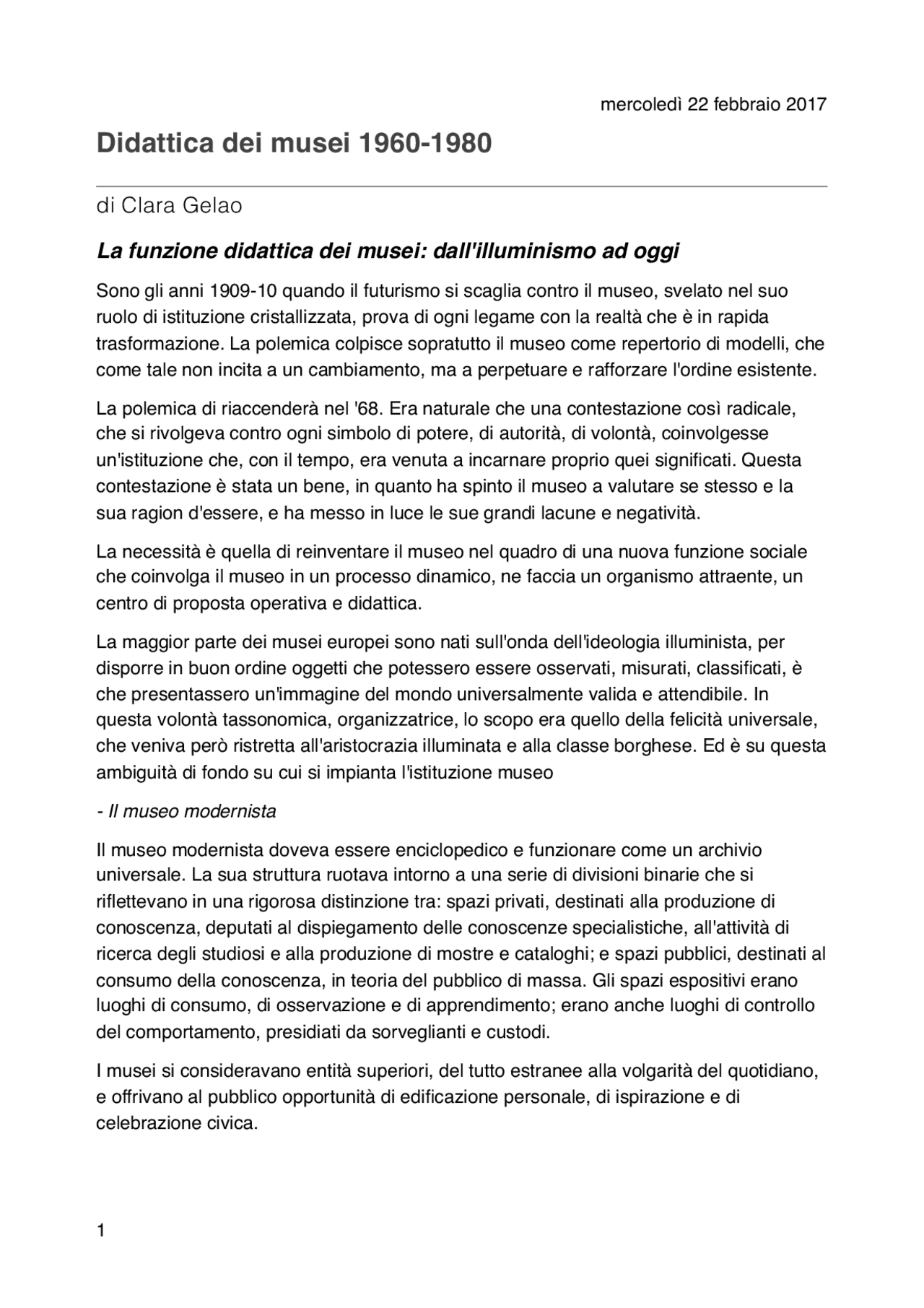 Didattica Nei Musei Docsity