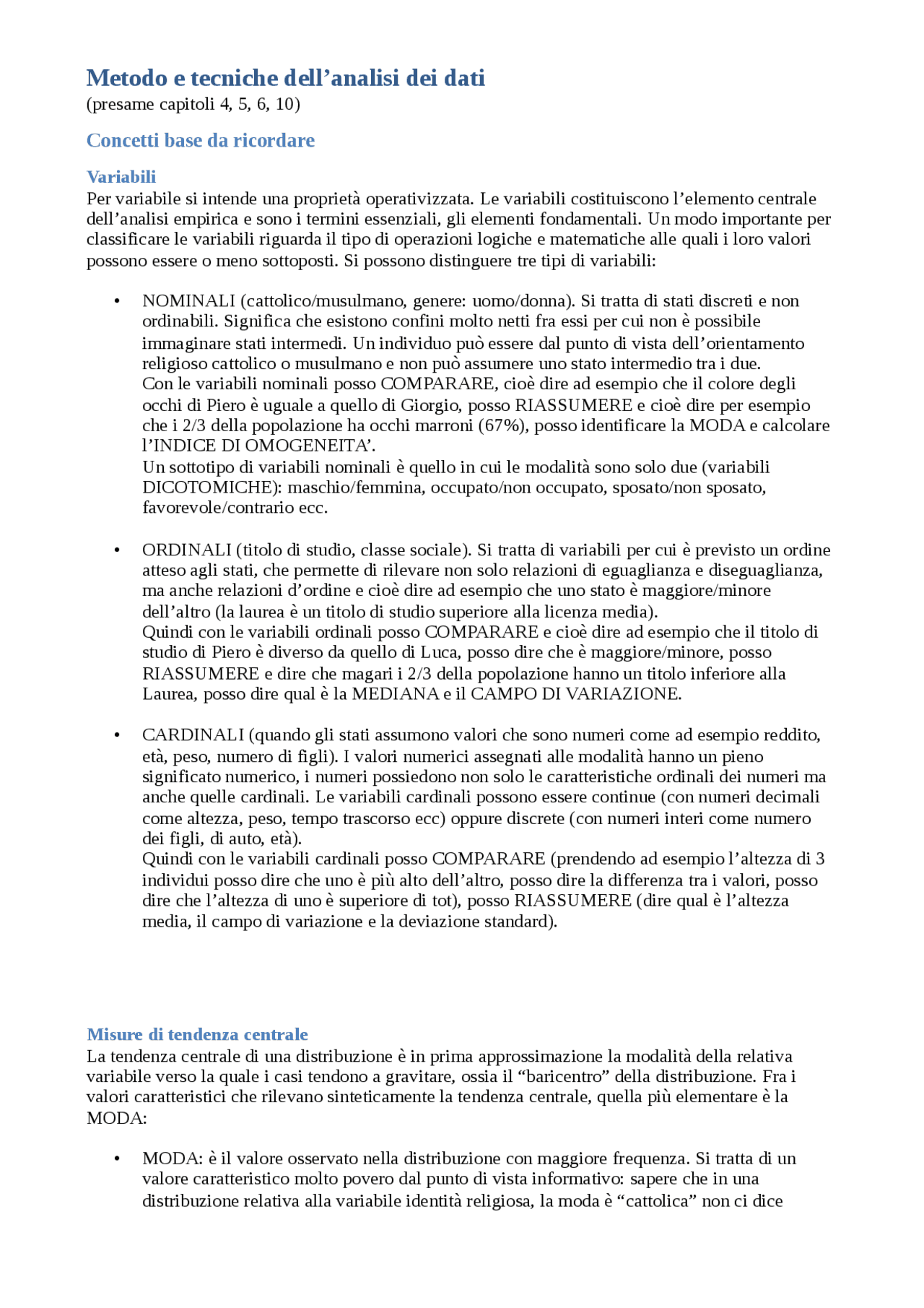 Metodo E Tecniche Dellanalisi Dei Dati Docsity