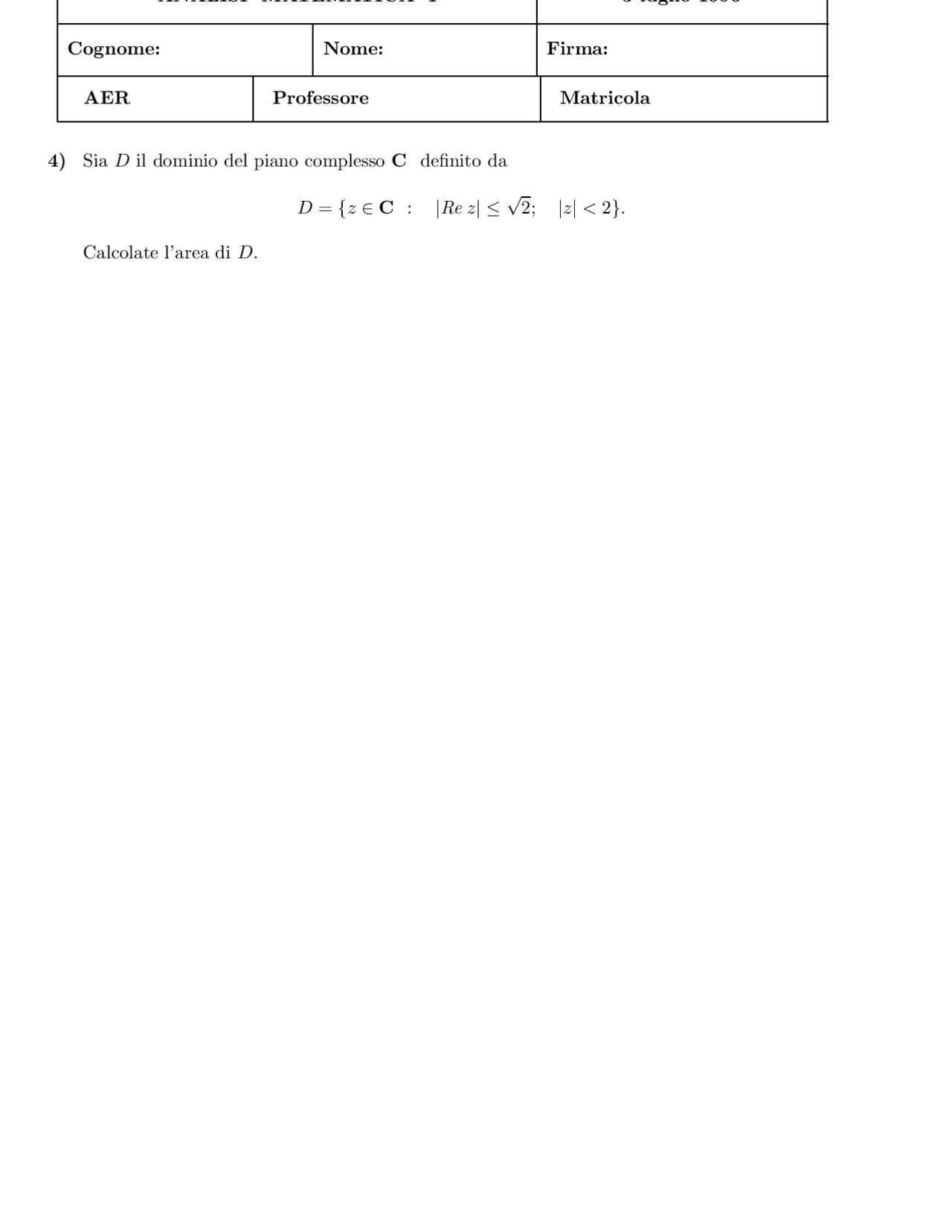Analisi I Esami Passati Docsity