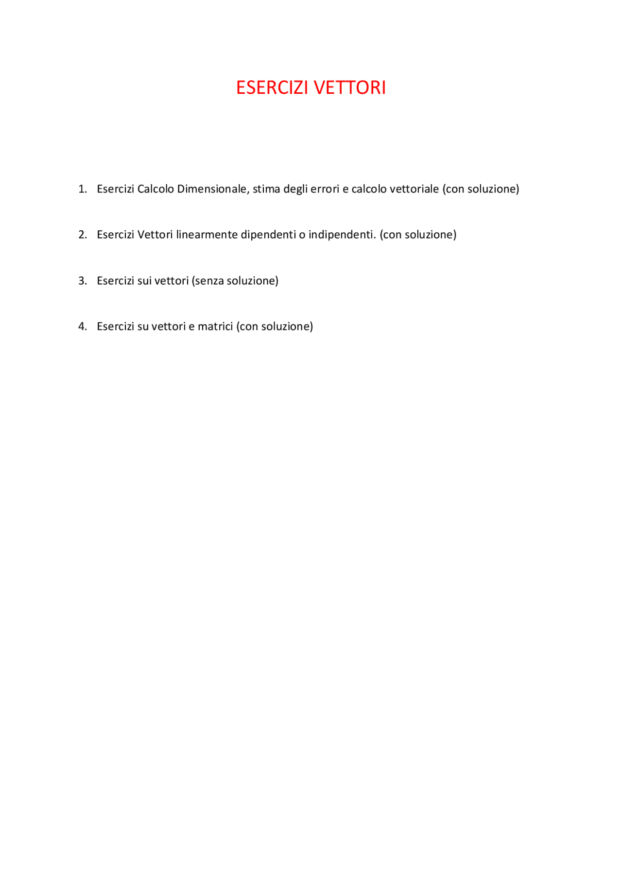 Esercizi Vettori Docsity