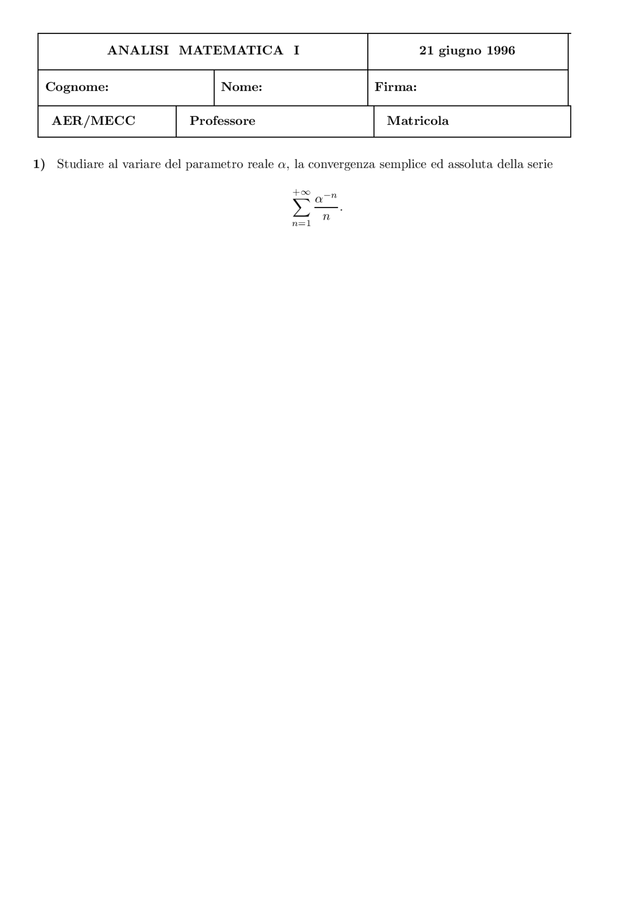 Analisi I Esami Passati Docsity