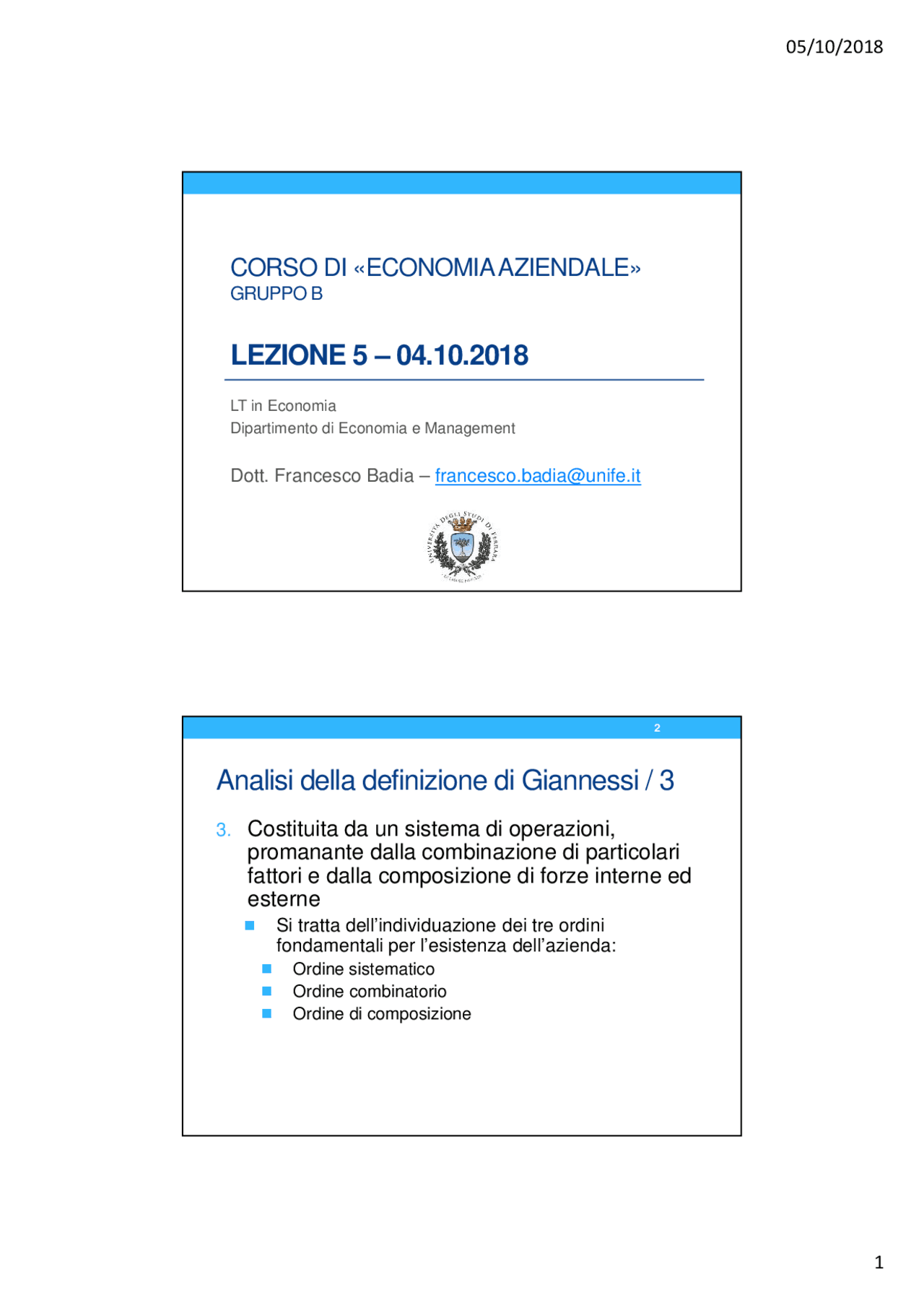 Economia Aziendale 1 Docsity