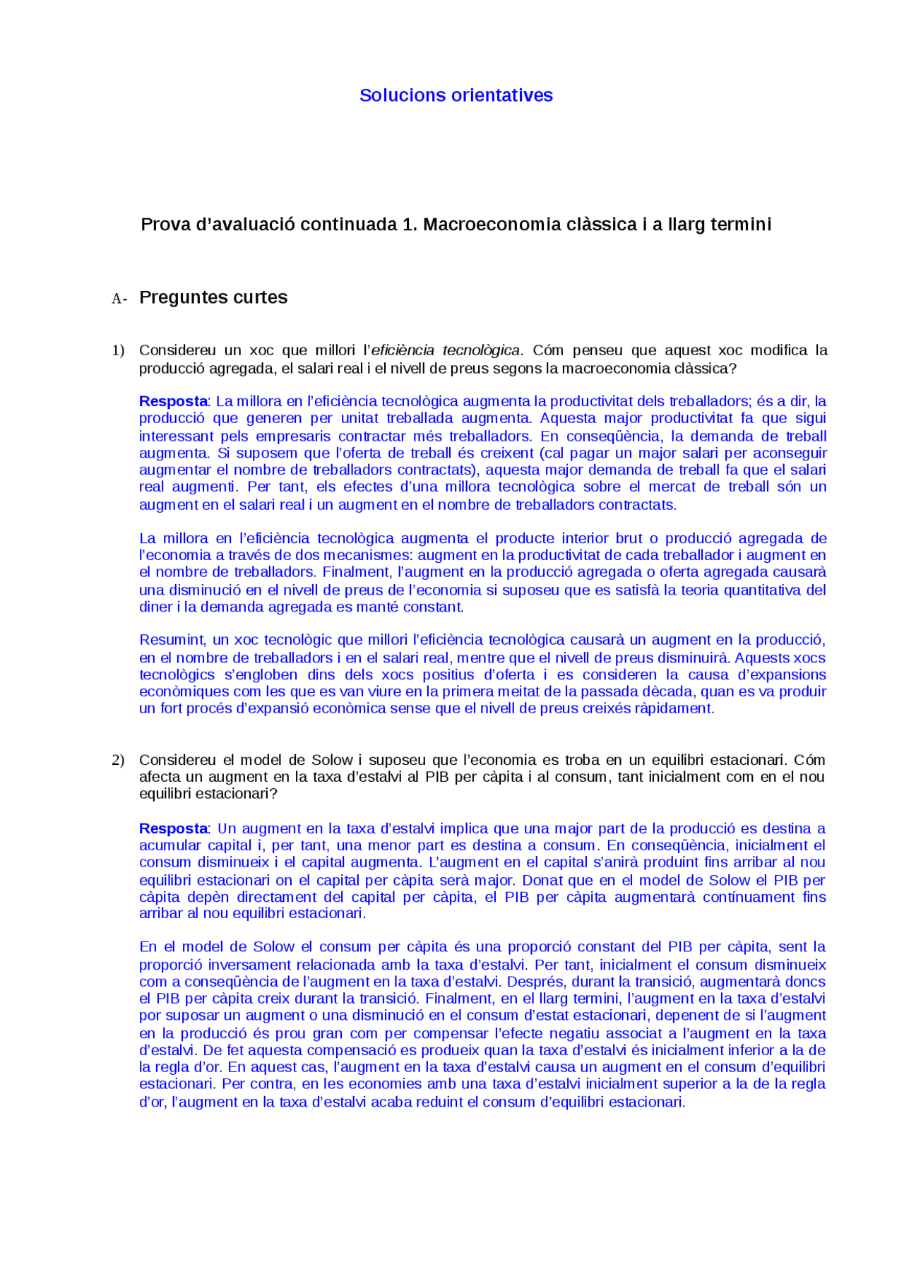 Solucions Pac 1 Macroeconomia Docsity