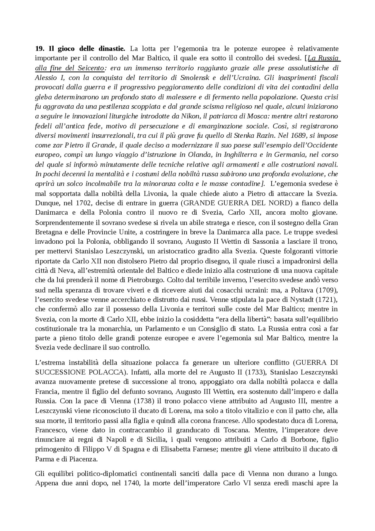 Storia Moderna Riassunti Docsity