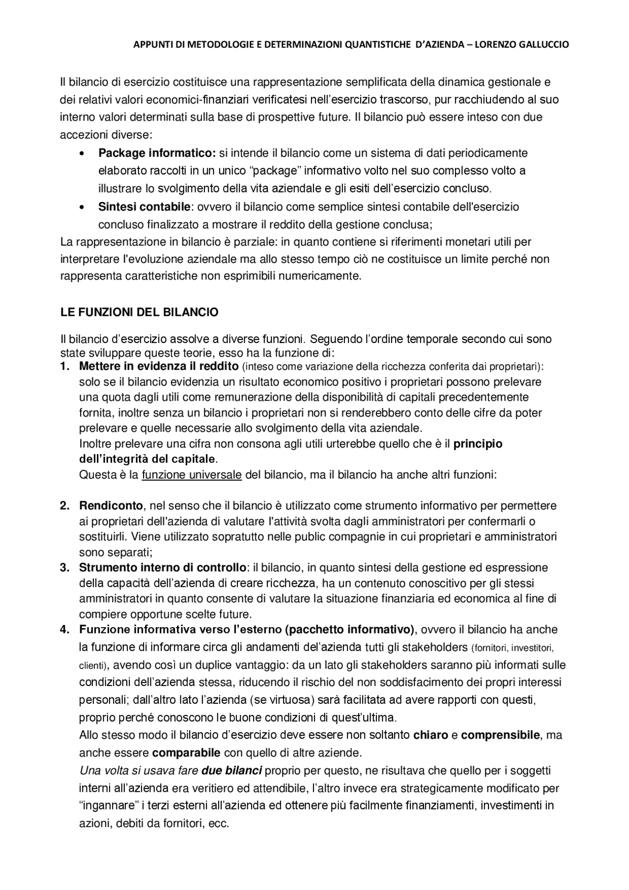 Metodologie E Determinazioni Quantitative Dazienda Docsity
