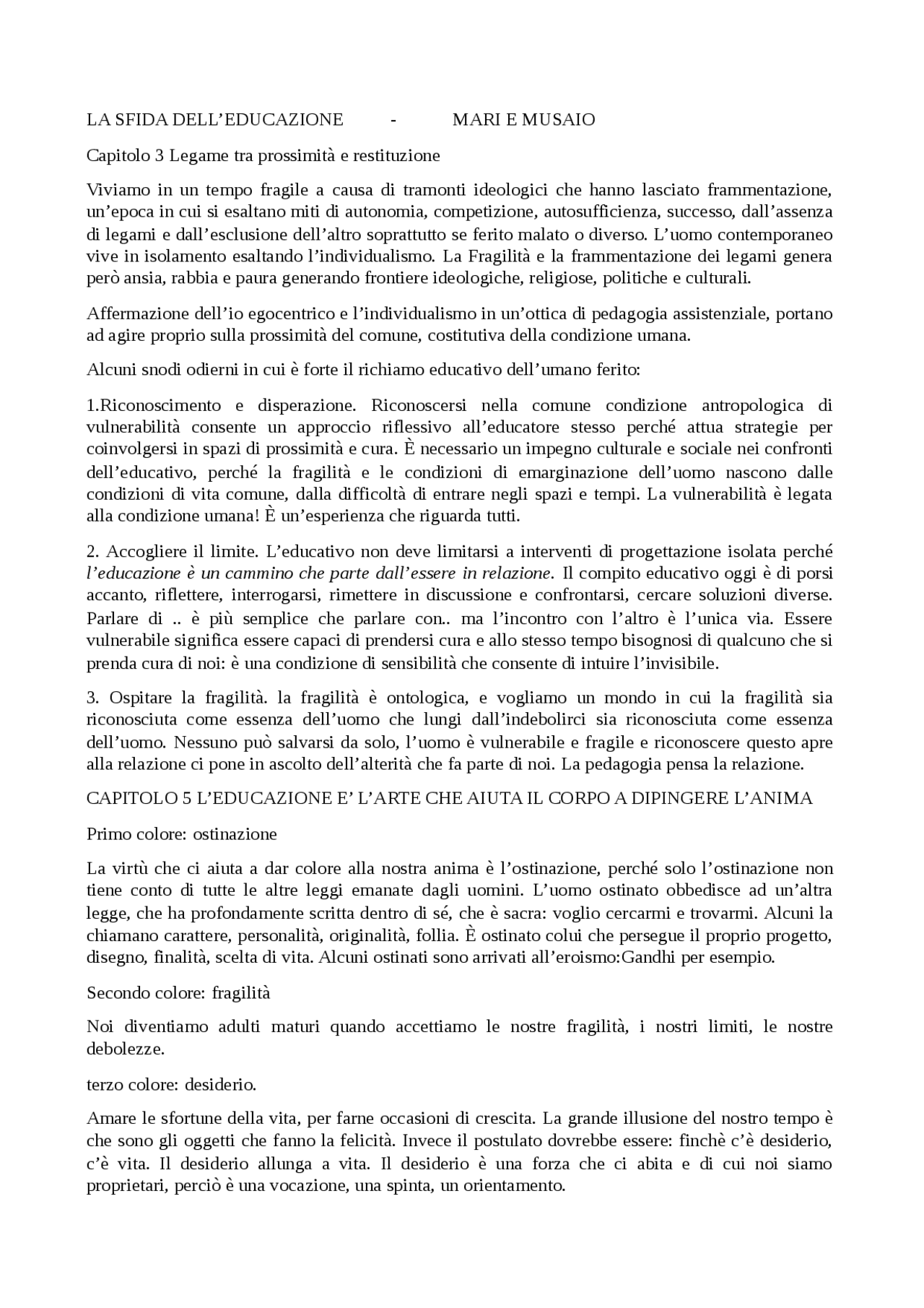 La Sfida Delleducazione Docsity