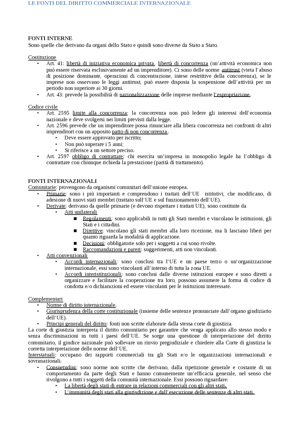 Le Fonti Del Diritto Internazionale Docsity