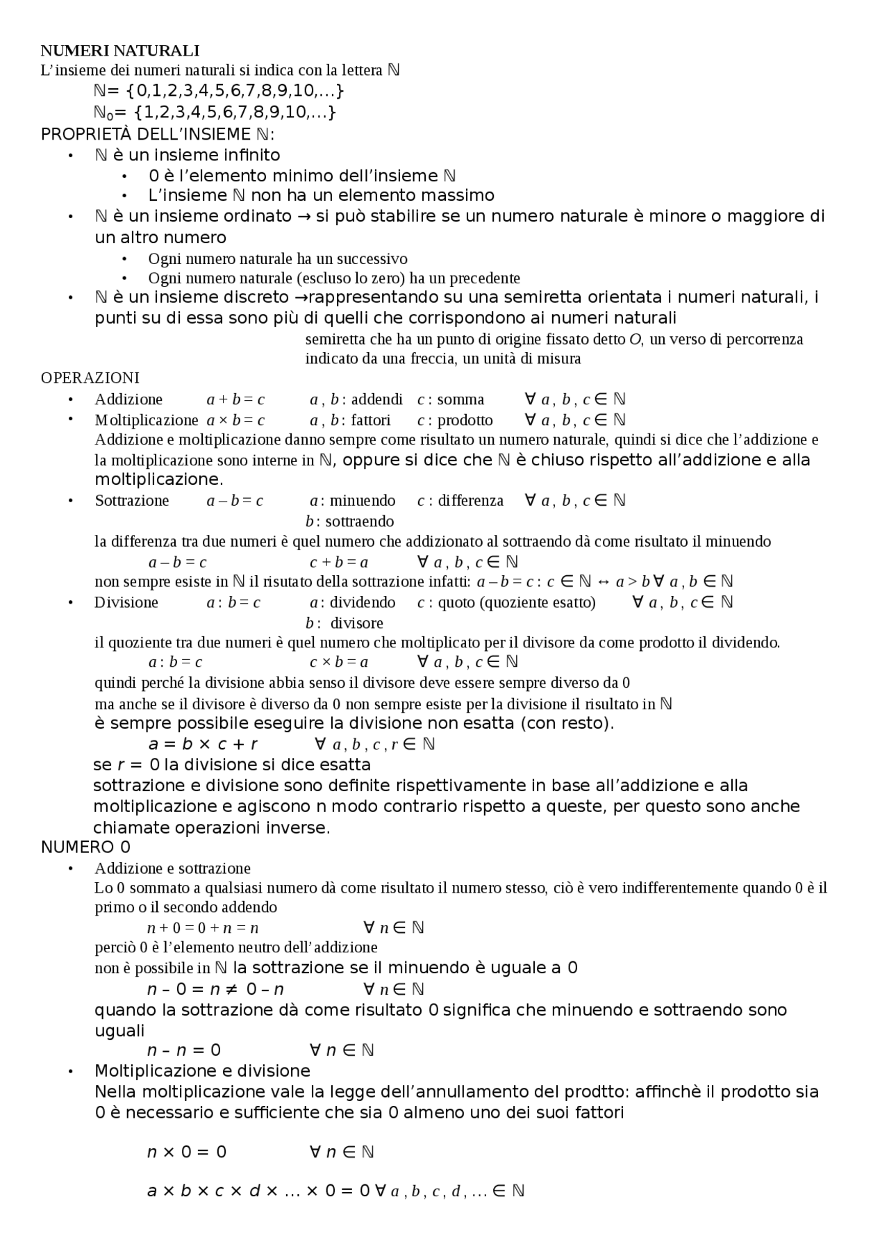 Riassunto Parte Di Algebra E Logica Matematica Azzurro 1 Docsity