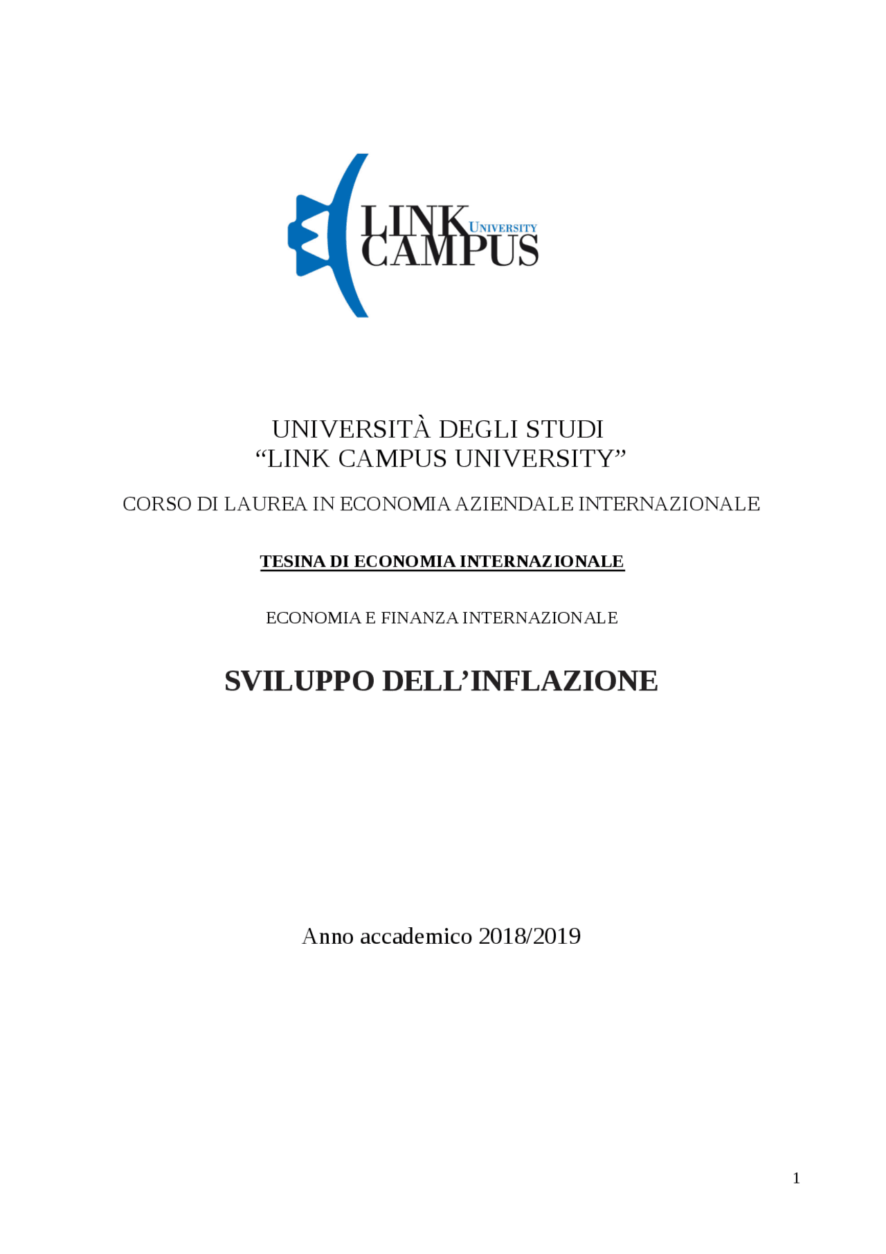 Sviluppo Dellinflazione Docsity