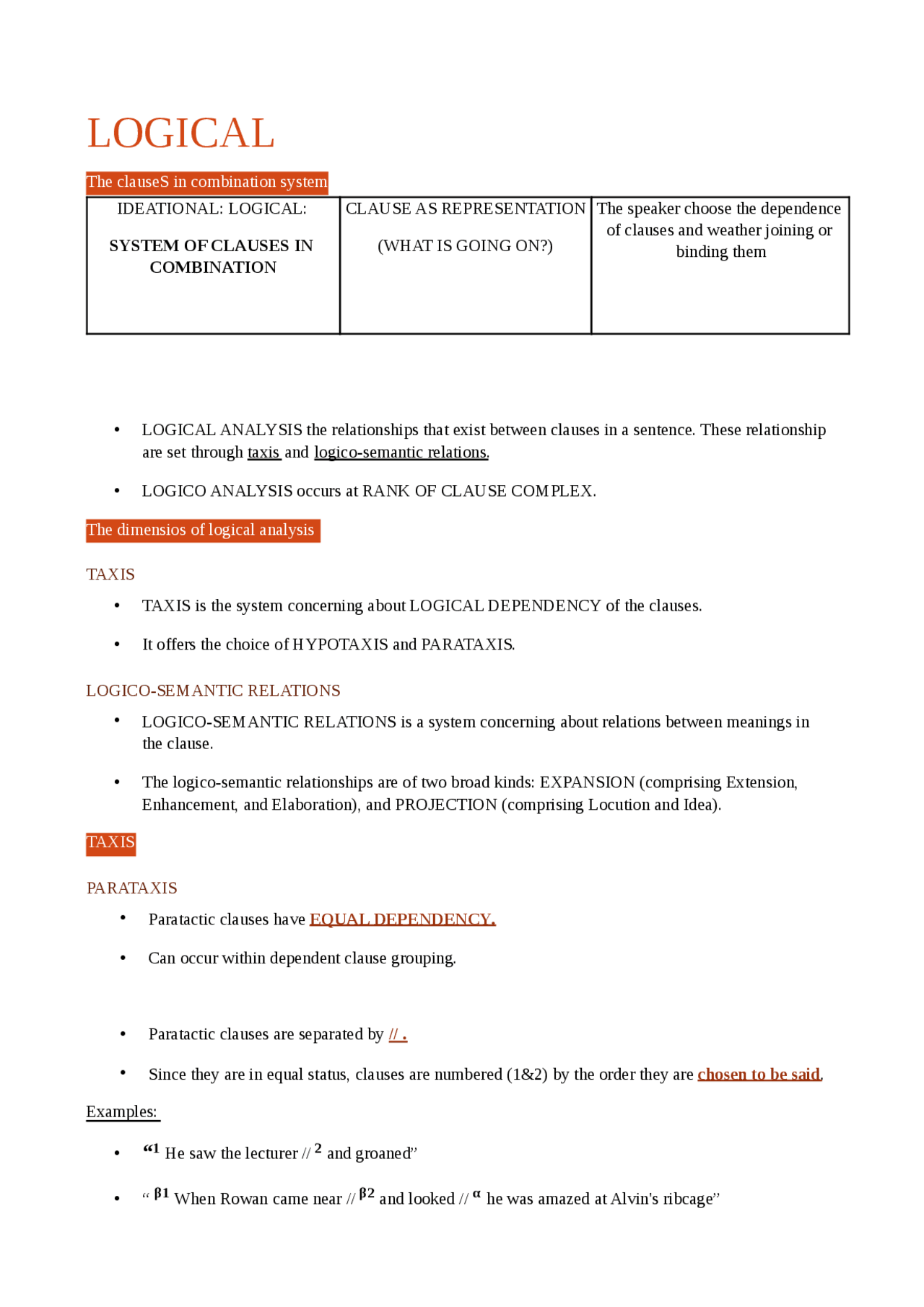 Lingua E Linguistica Inglese 1 Functional Grammar Logical