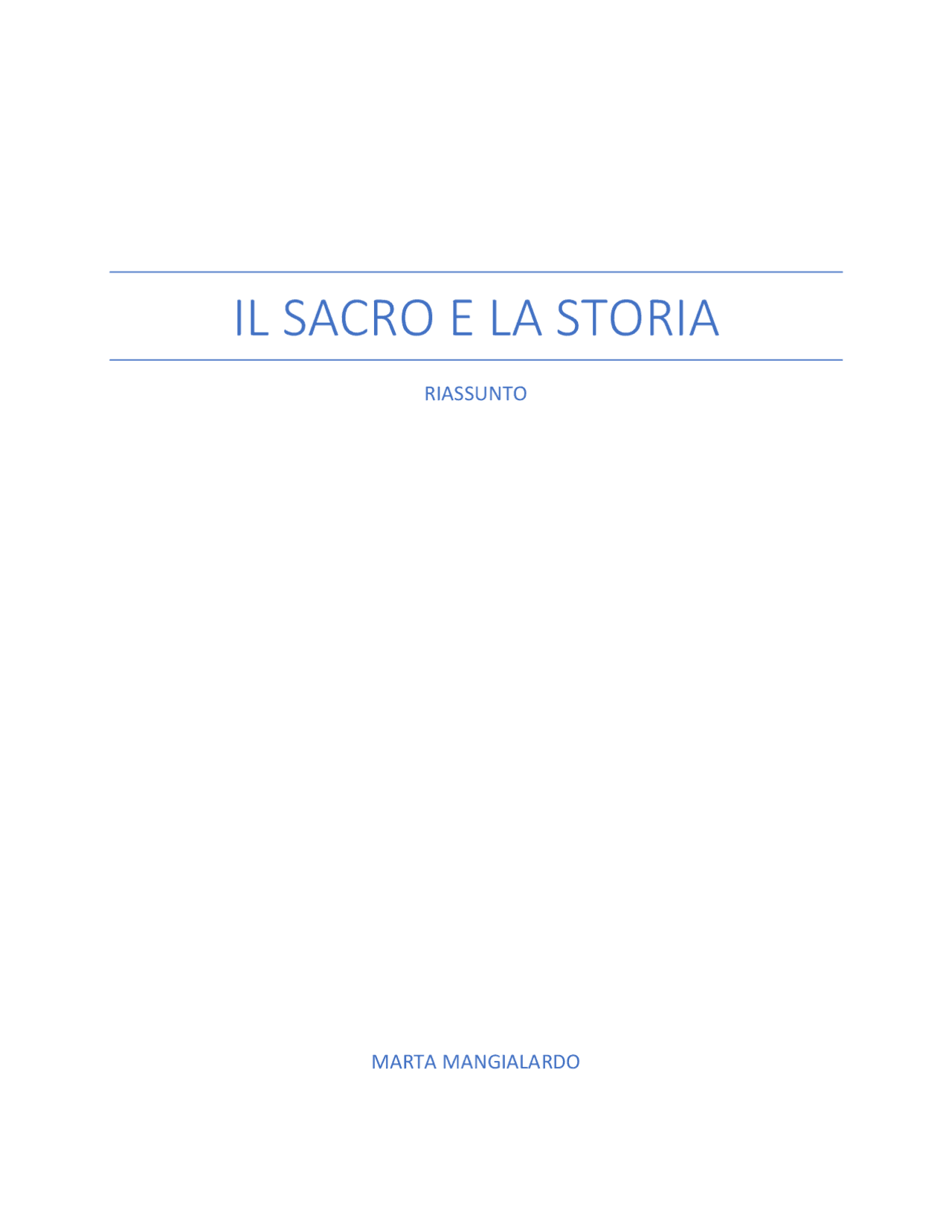 Il Sacro E La Storia Docsity