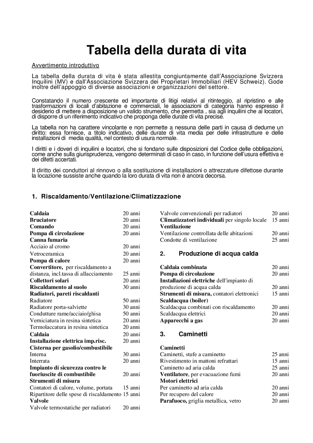 Tabella vita utile per estimo | Esercizi di Estimo | Docsity
