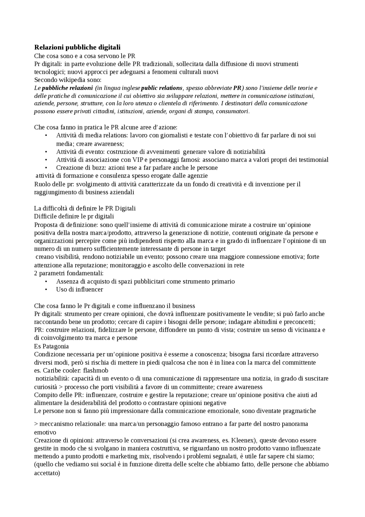 Riassunto Del Libro Relazioni Pubbliche Digitali Docsity