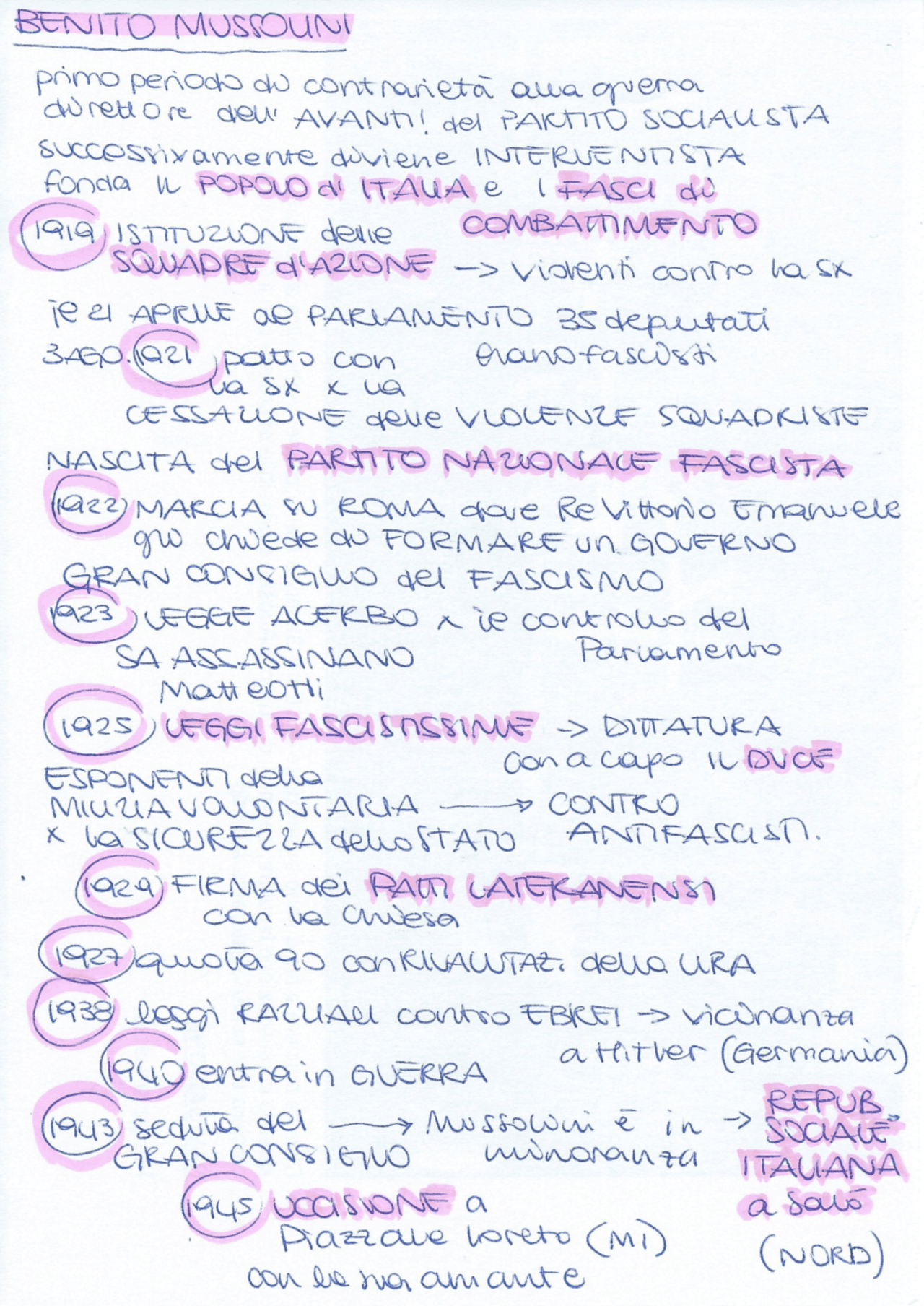 Benito Mussolini Riassunto Docsity