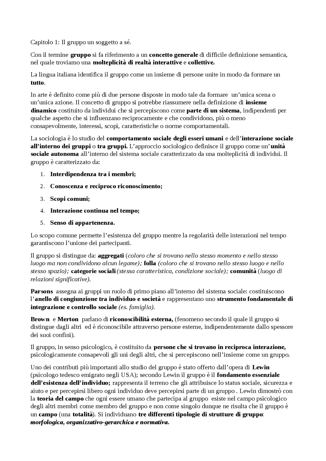 Il Gruppo E Lintervento Sociale Docsity