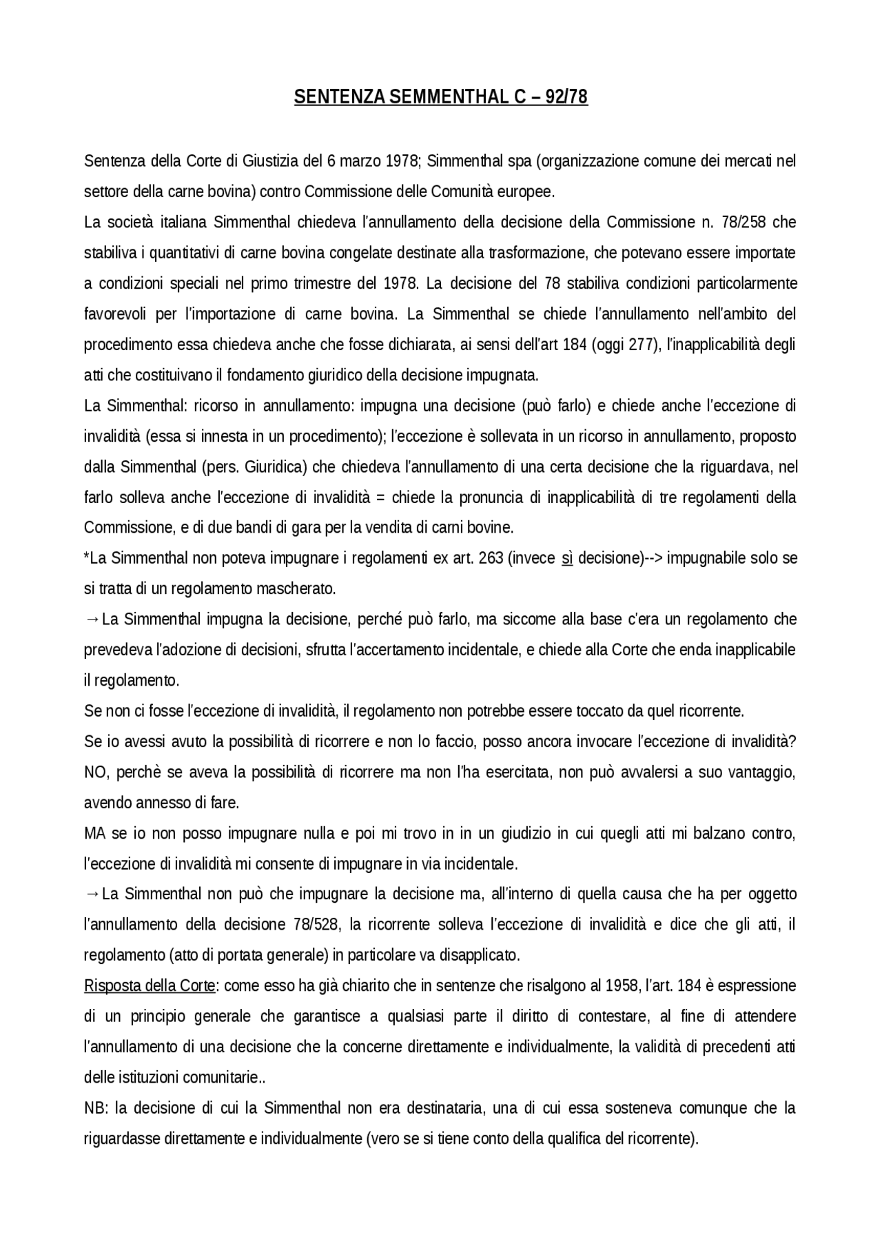 Sentenza Simmenthal Della Cgue Docsity