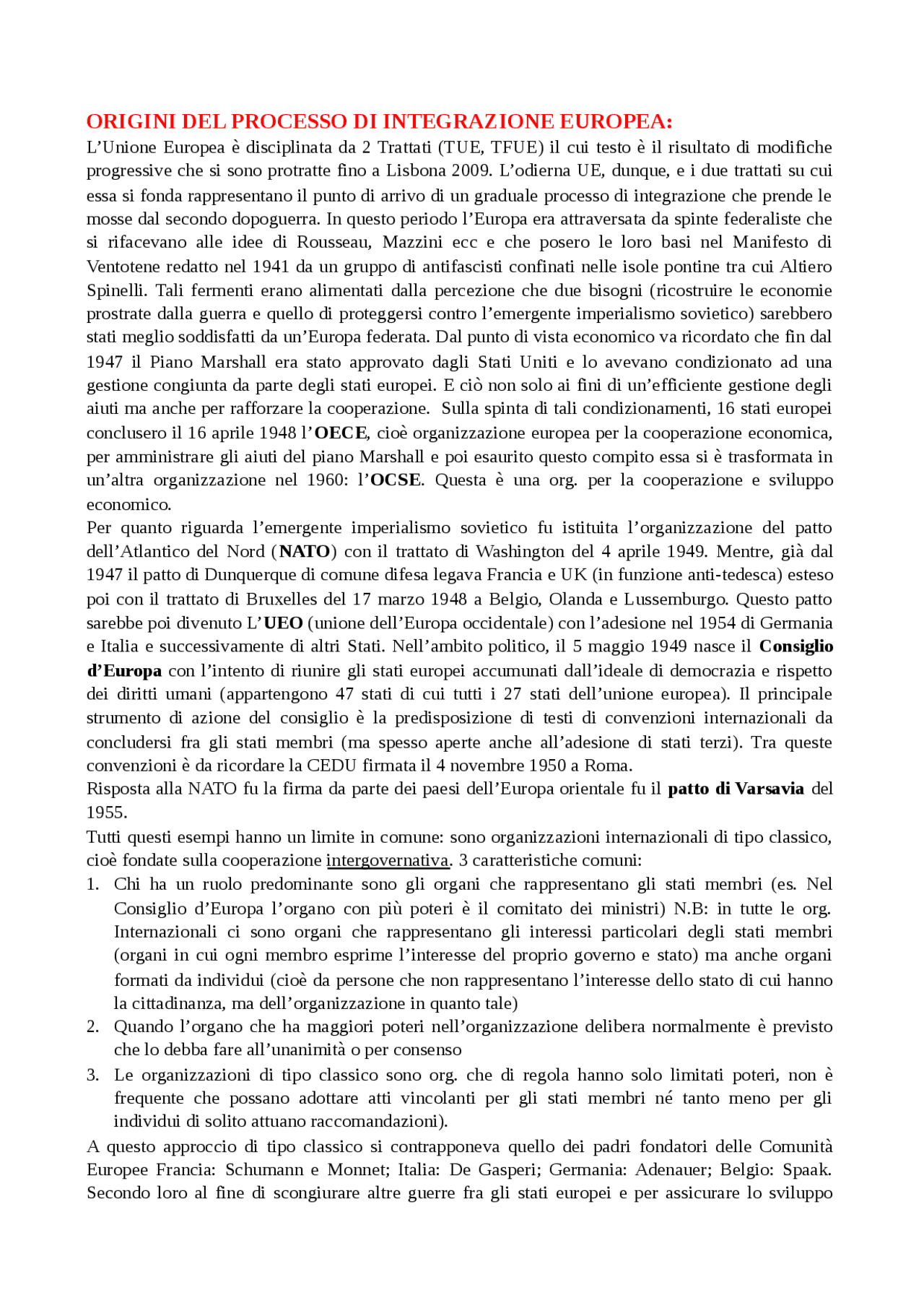 Appuntiriassunto 1° Semestre Diritto Ue Prof Santini Docsity