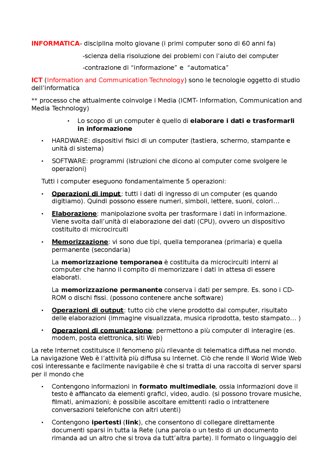 Riassunto Ict Gemmo Docsity
