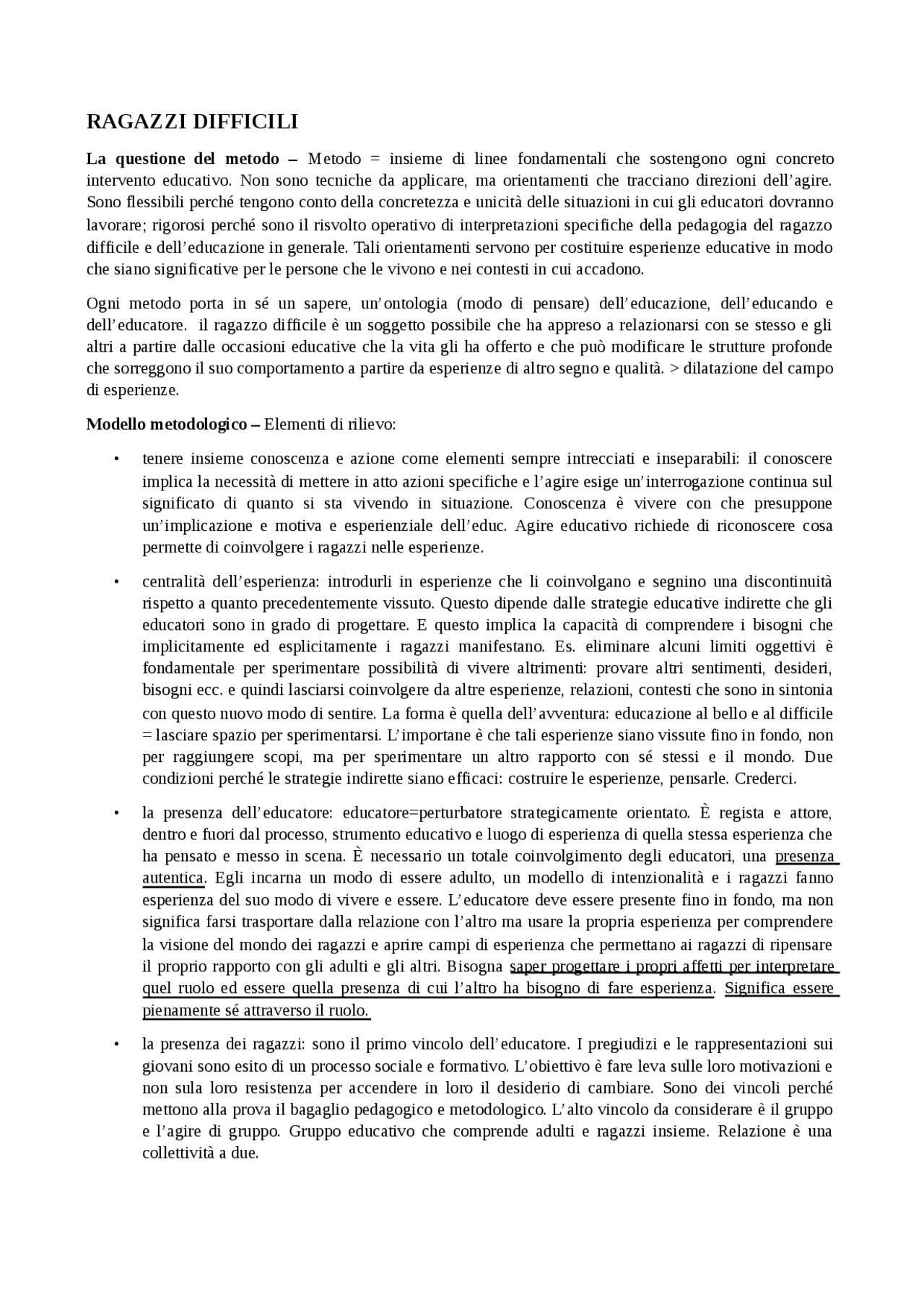 Ragazzi Difficili Di P Bertolini Docsity