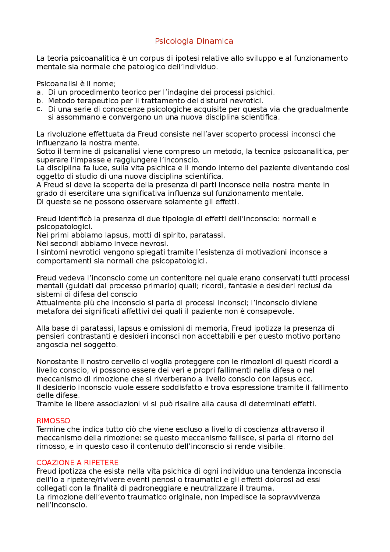 Riassunti Psicologia Dinamica Docsity