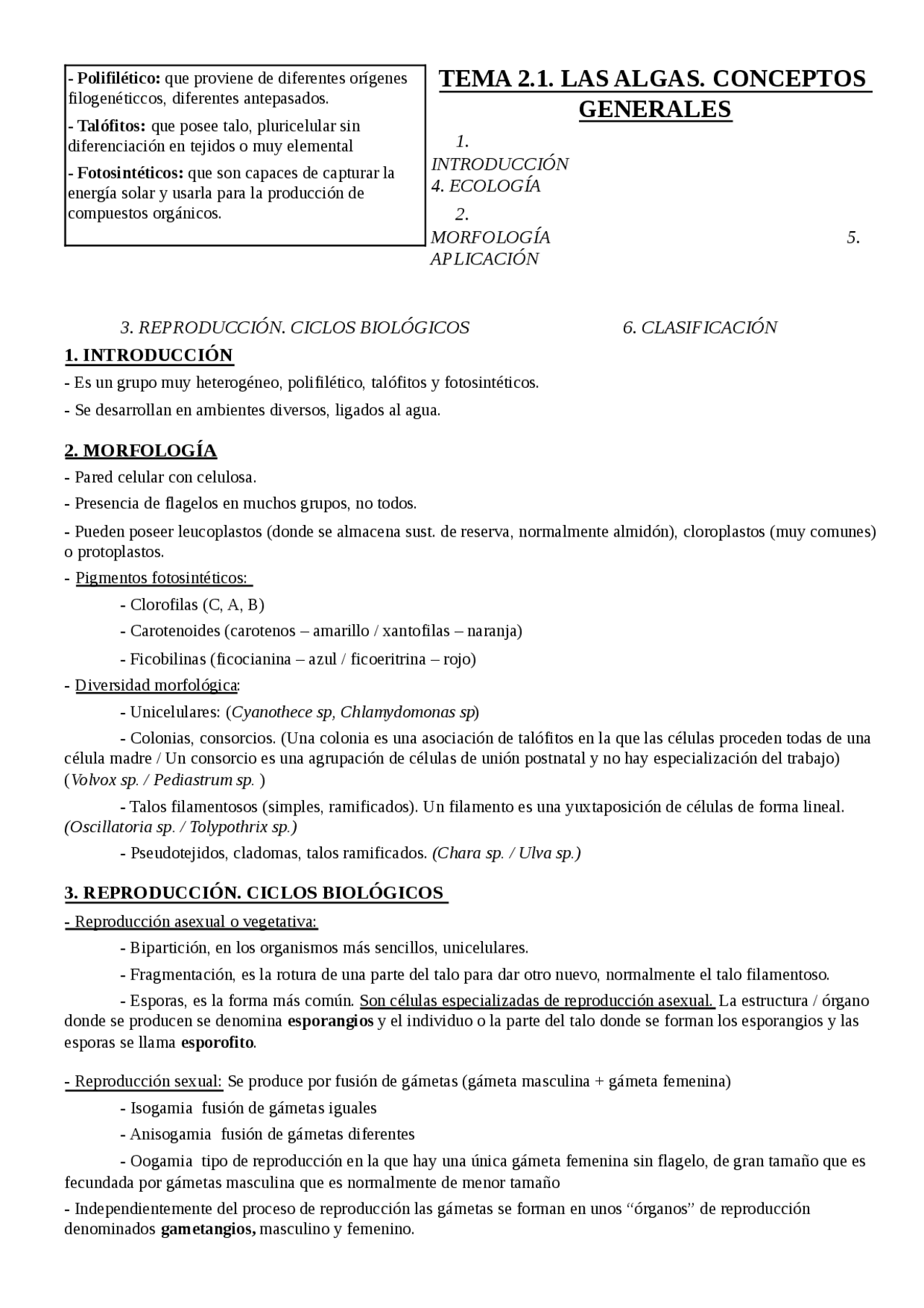 Resumen Tema 2 Botanica Docsity