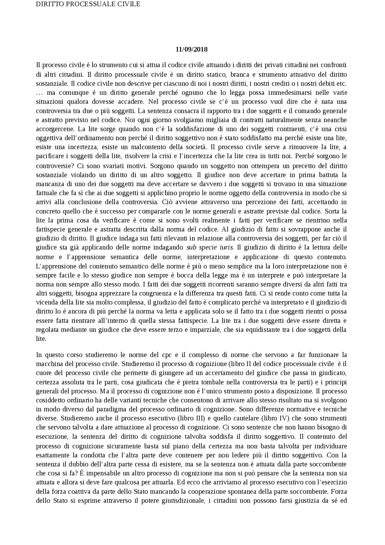 Diritto Processuale Civile Docsity