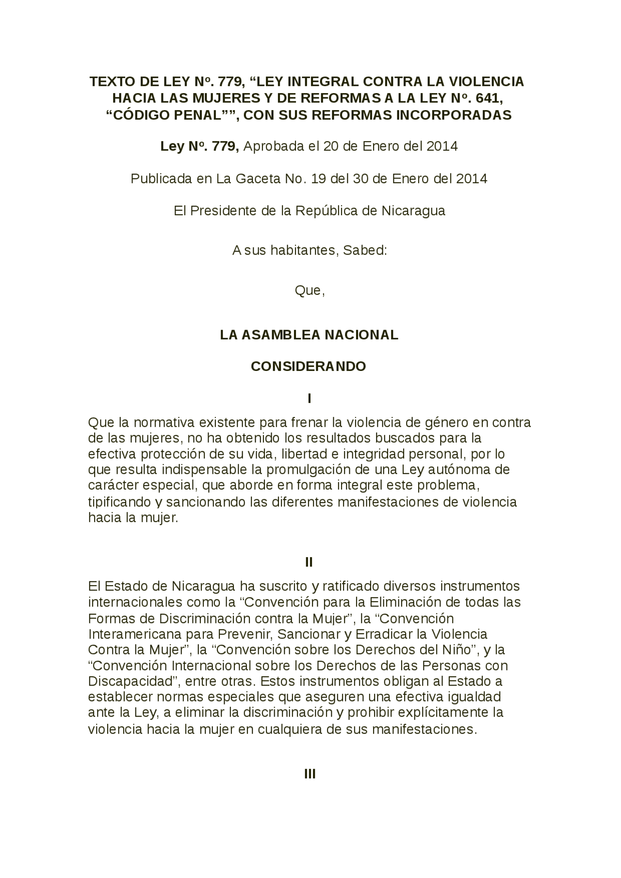 LEY 779: LEY VIOLENCIA CONTRA LAS MUJERES | Guías, Proyectos, Investigaciones de Derecho Penal ...