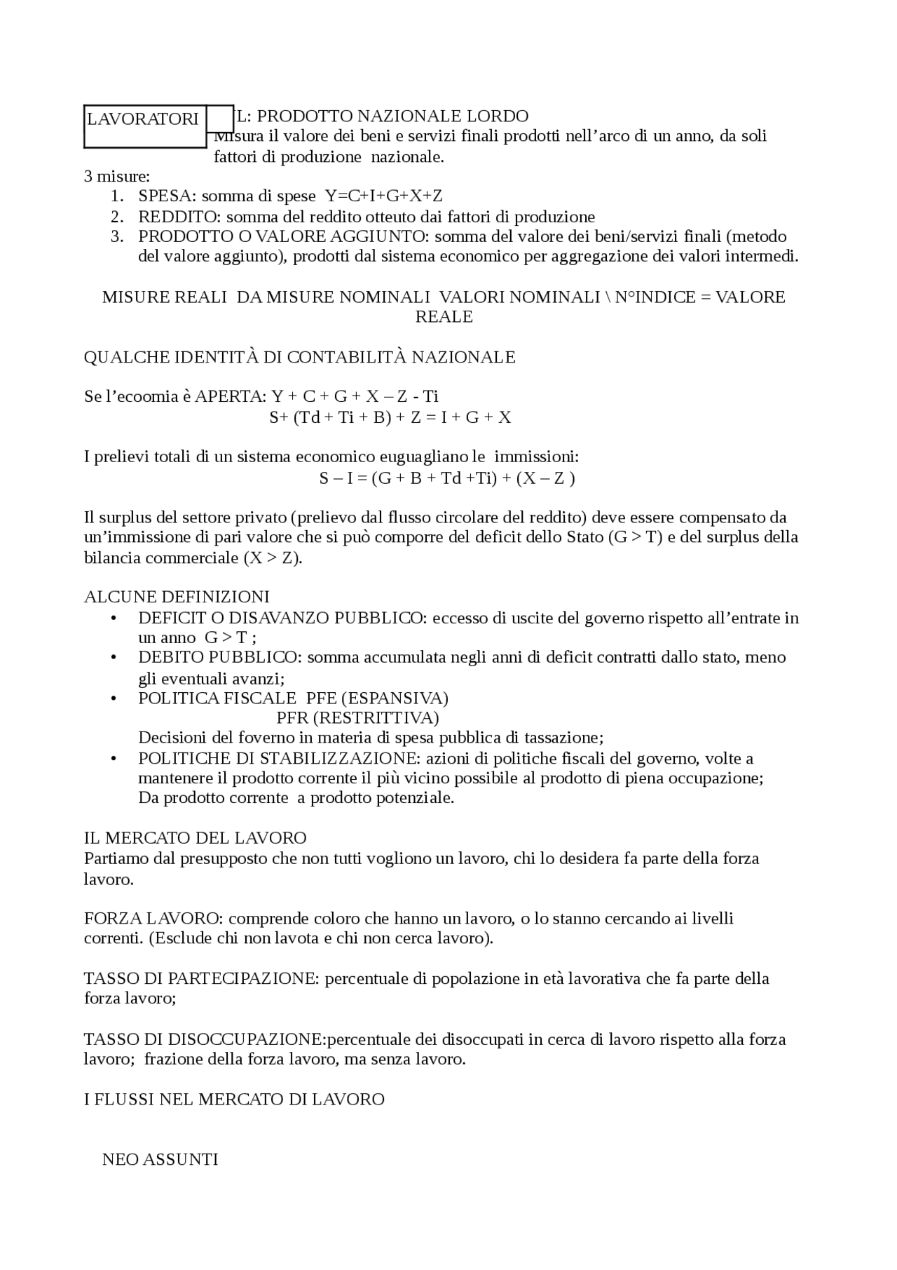 Macroeconomia Riassunto Docsity