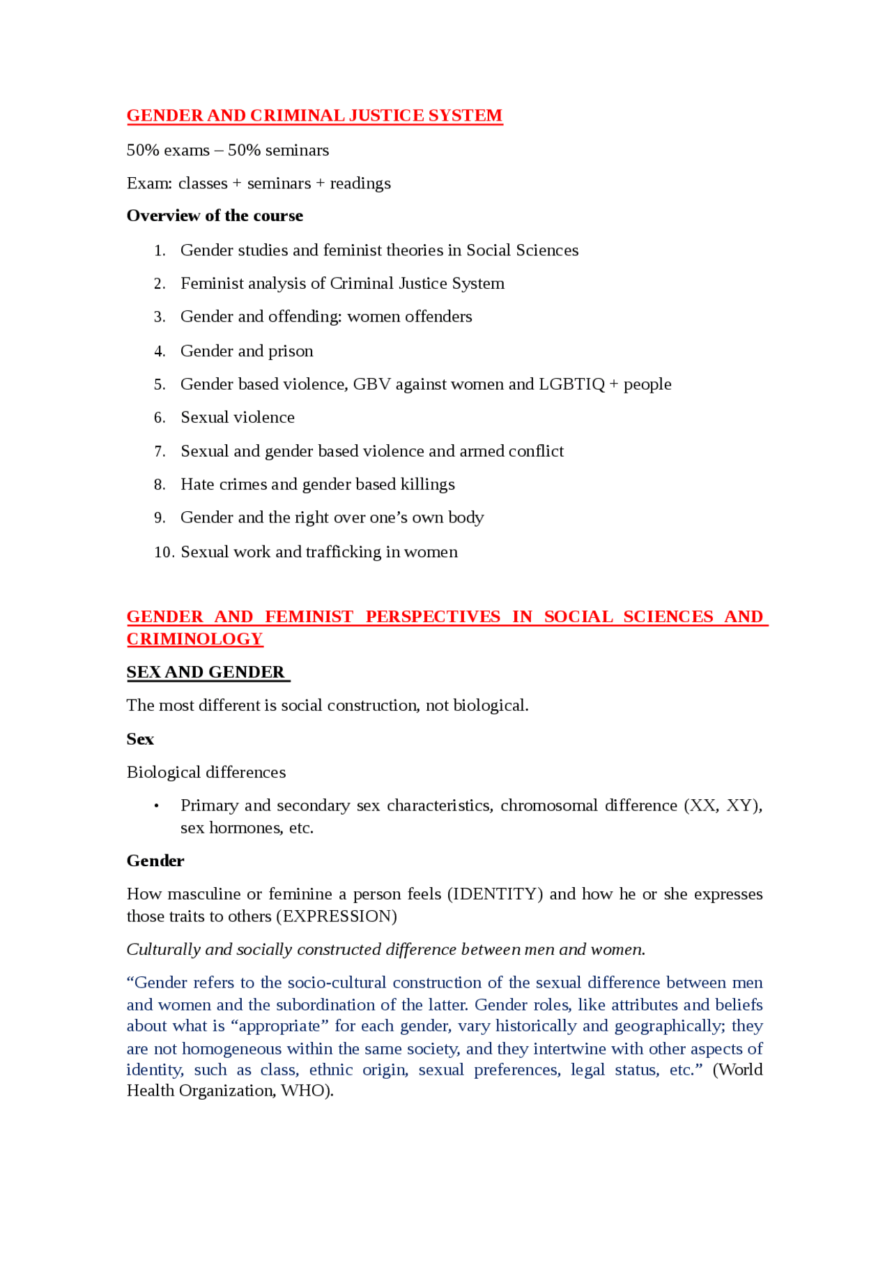 Gender And Criminal Justice System Docsity