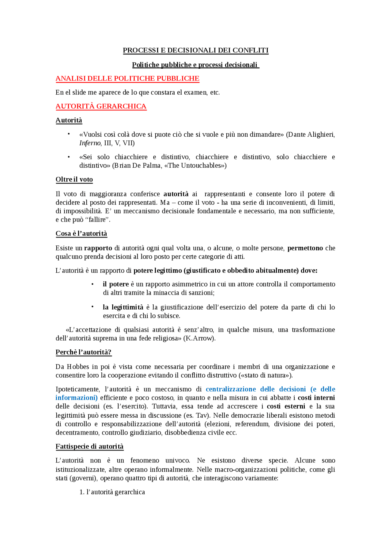 Processi E Decisionali Dei Conflitti Docsity