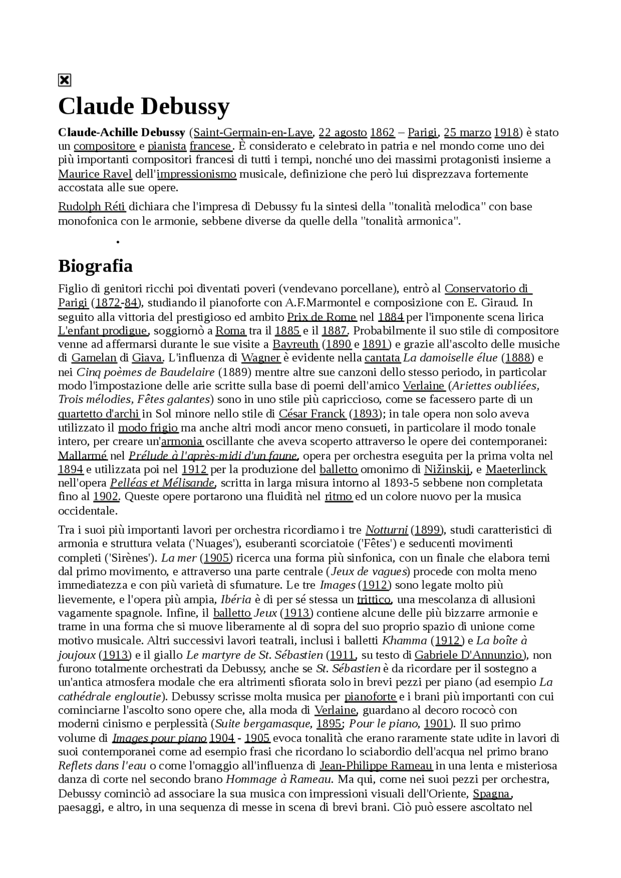 Biografia Claude Debussy - Docsity